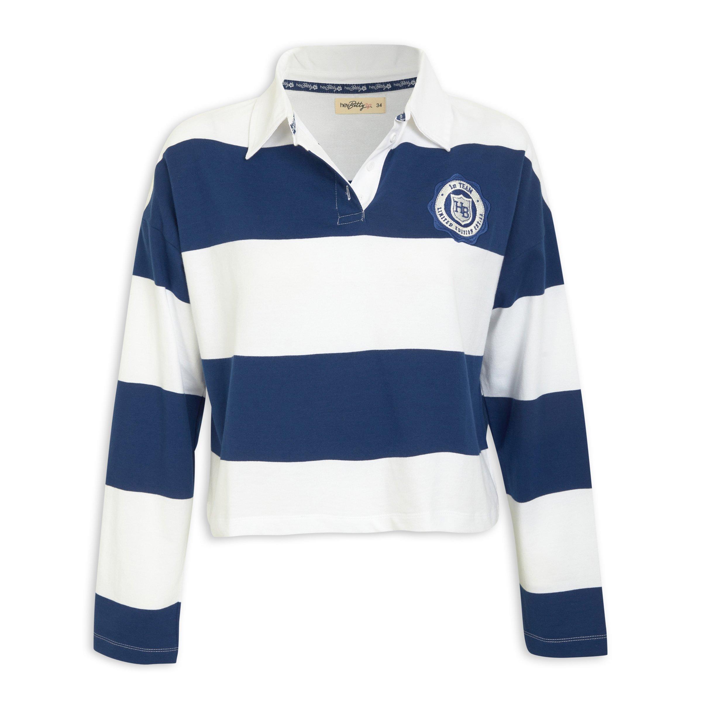 Navy and Blue Striped Rugby Jersey (3154741) | Hey Betty
