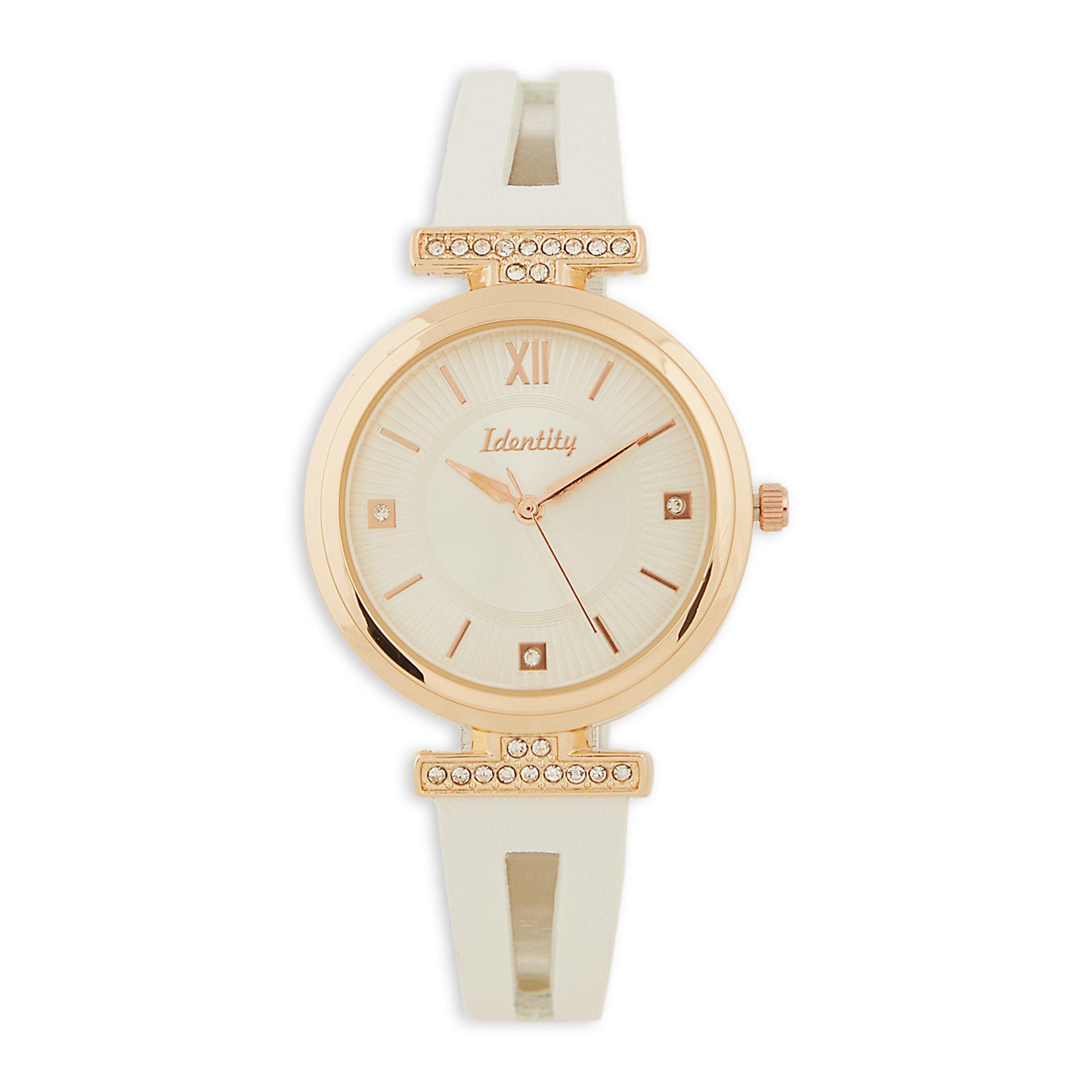 Gold and White PU Watch (3155327) | Identity