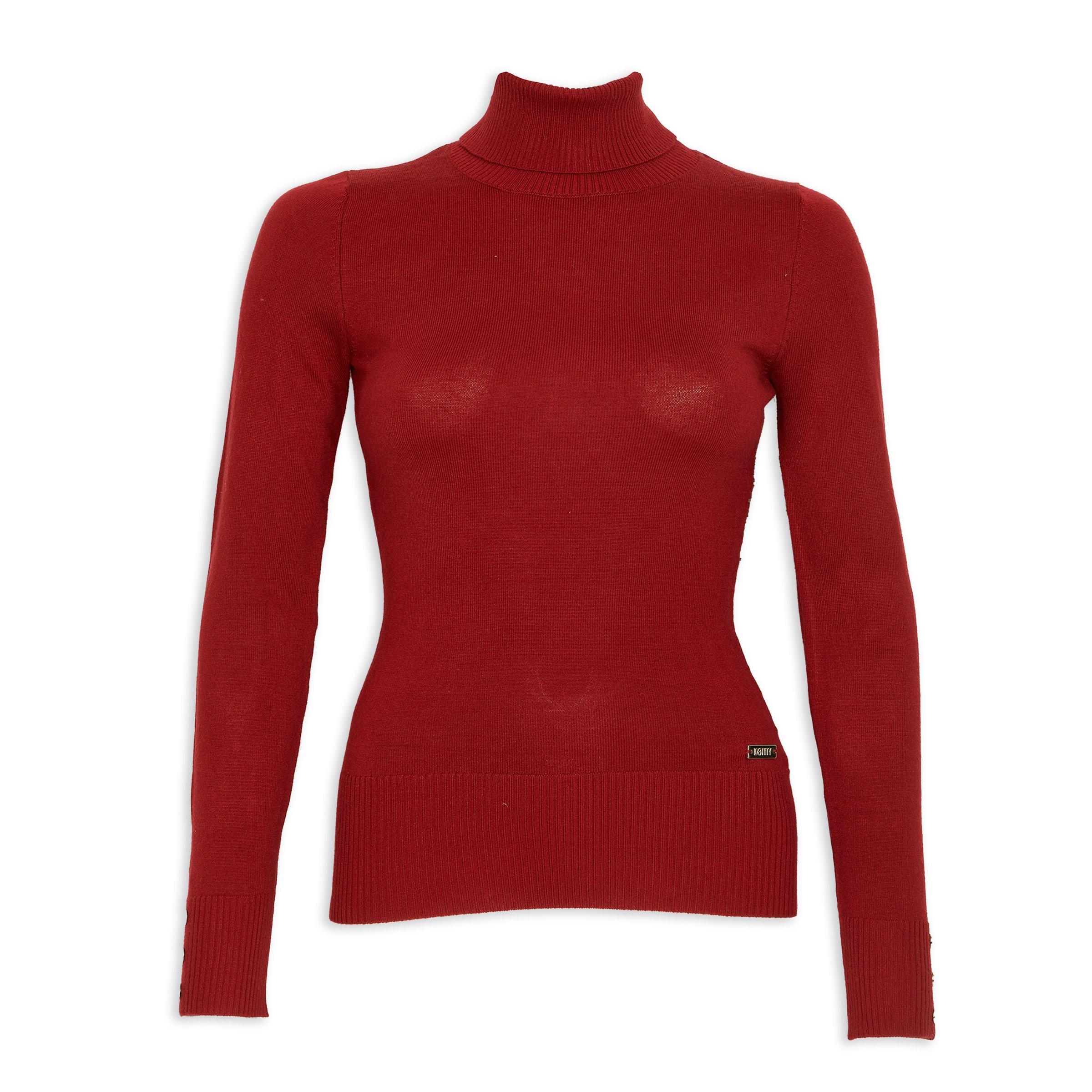 Red Knit Top with Button Detail (3156828) | Identity