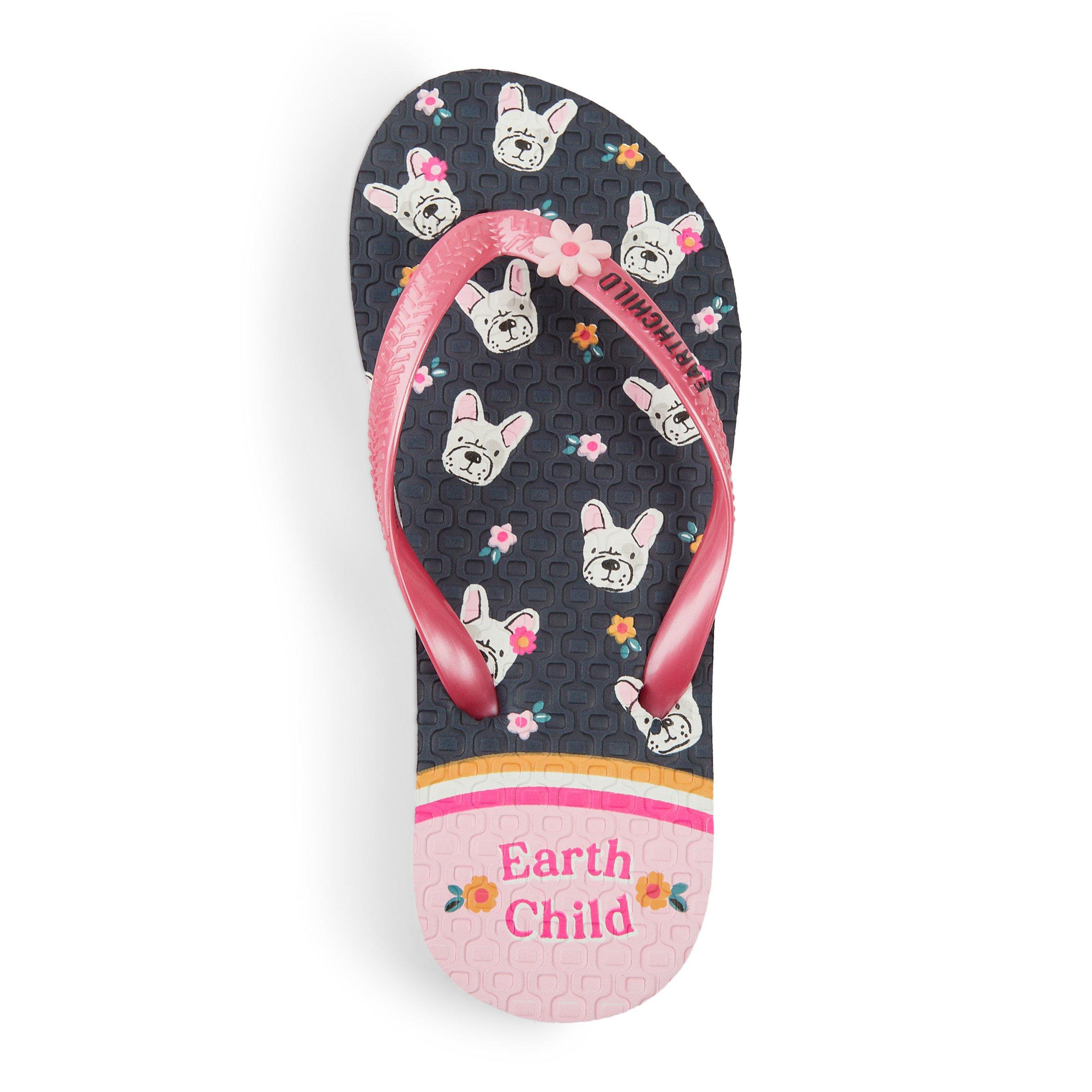 Girls Navy Puppy Print Flip Flops (3158297) | Earthchild