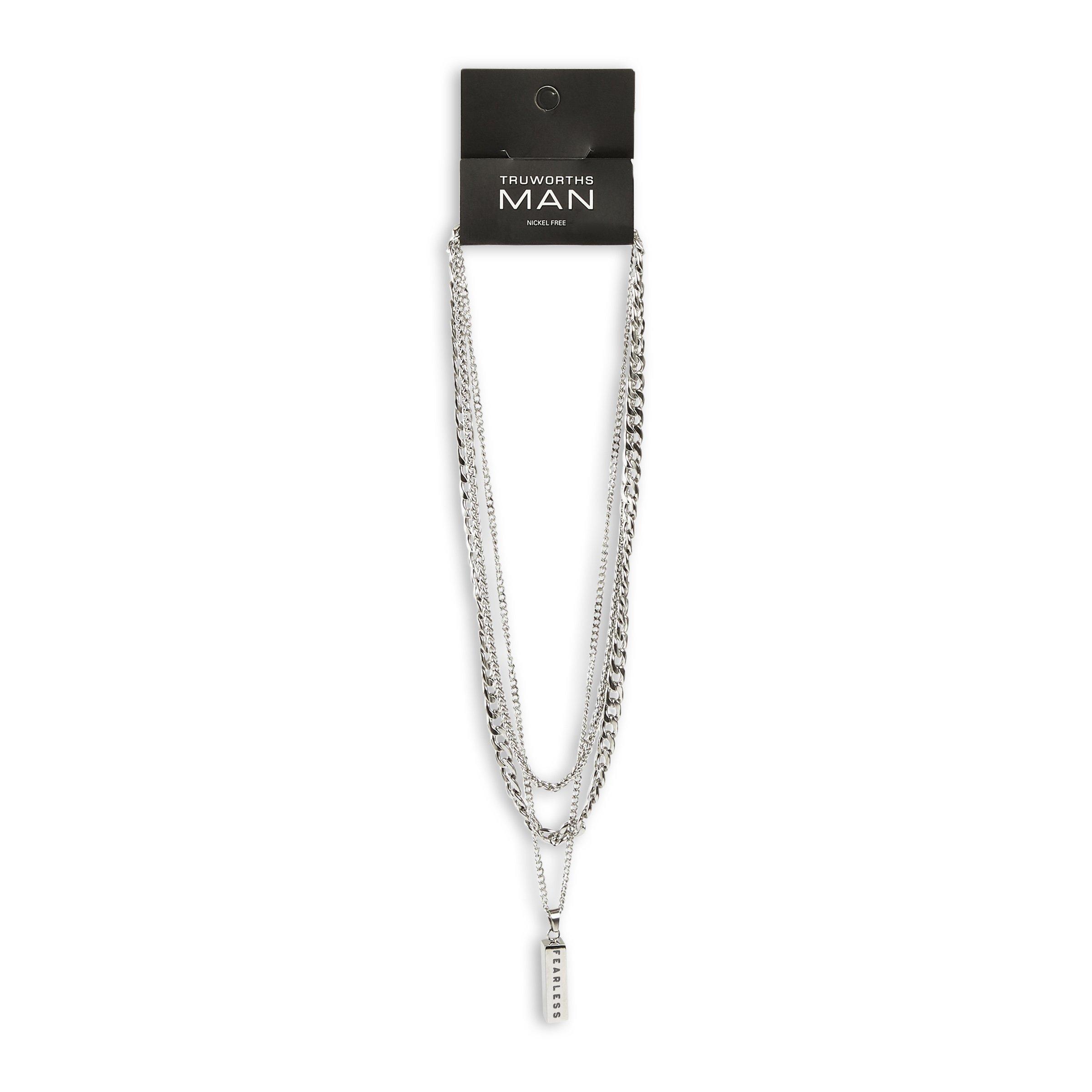 Silver Double Chain With Bar Pendant (3158483) | Truworths Man
