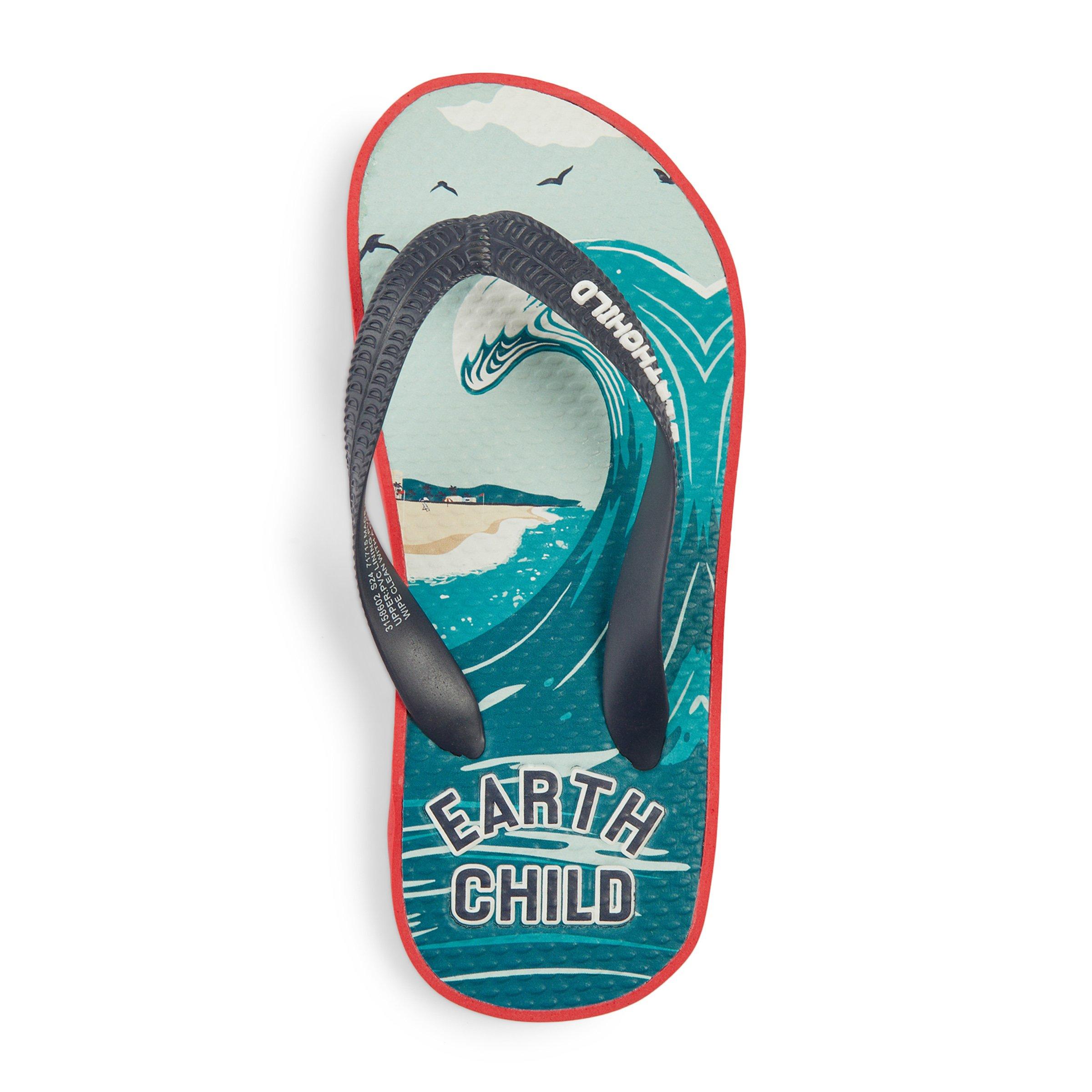 Boys Blue Sea Landscape Flip Flops (3158602) | Earthchild