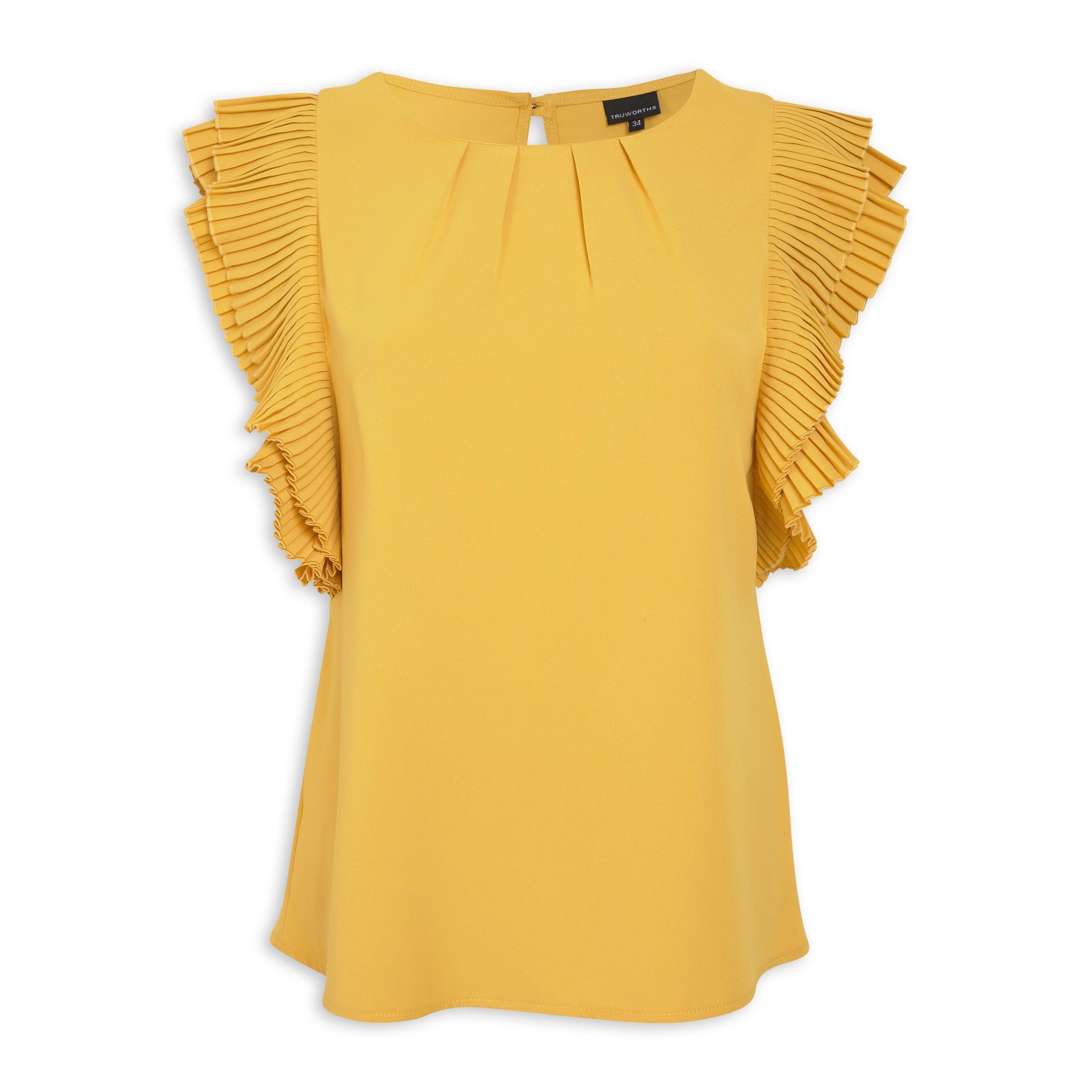 Yellow Pleated Sleeves Shell Top (3158968) | Truworths