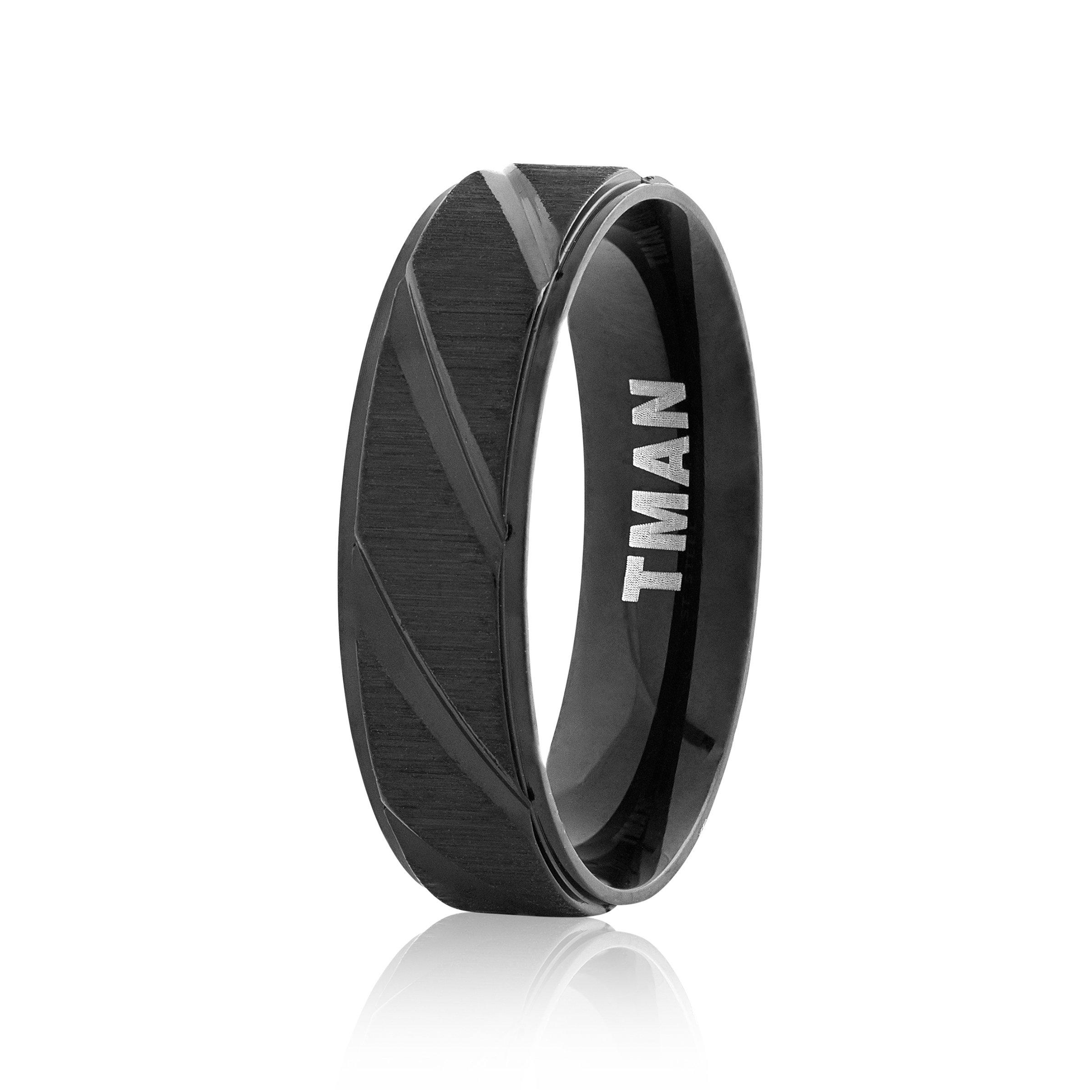 Stainless Steel Black Shimmer Ring (3159347) | Stainless Steel