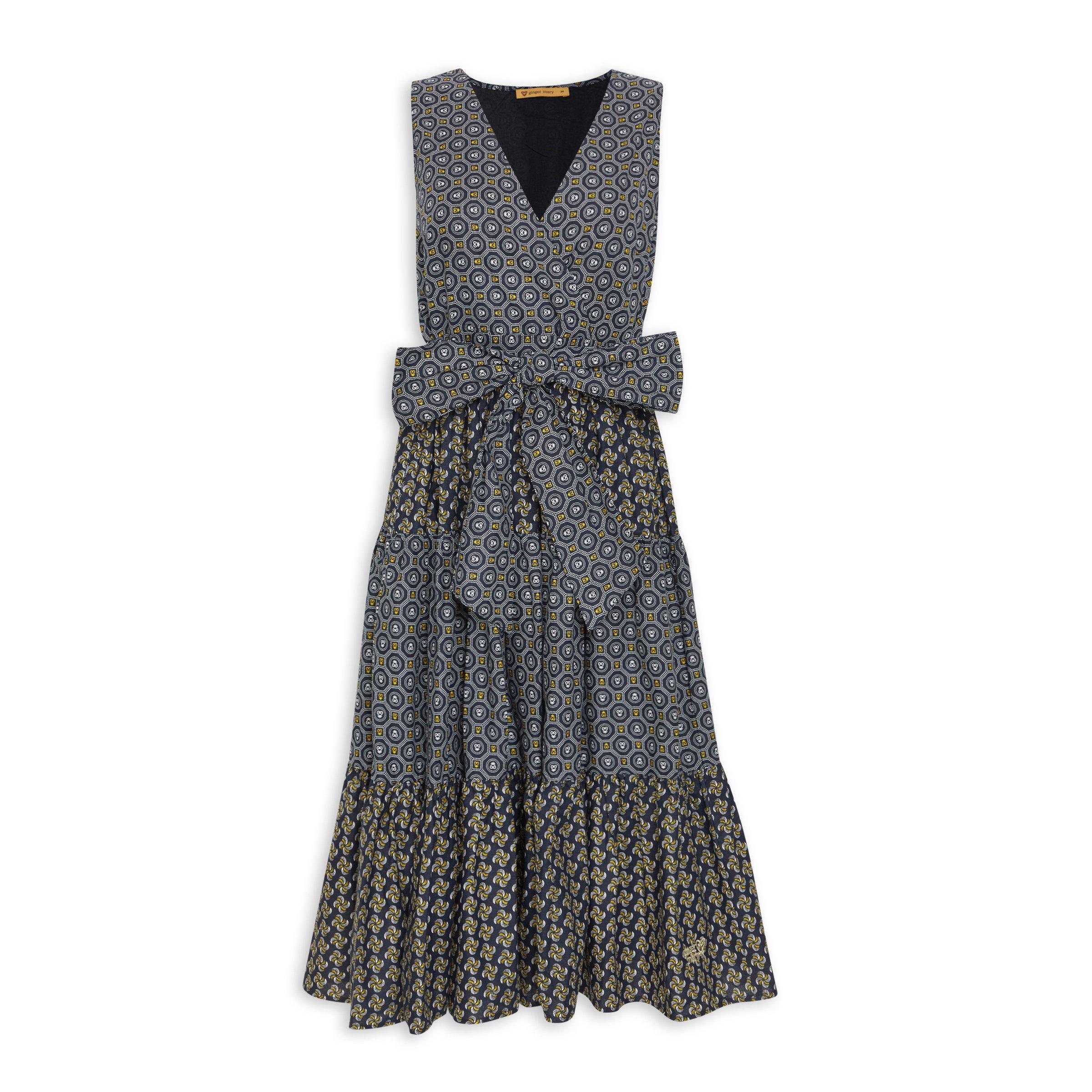 Navy Geo Print Dress with Bow (3159447) | Ginger Mary