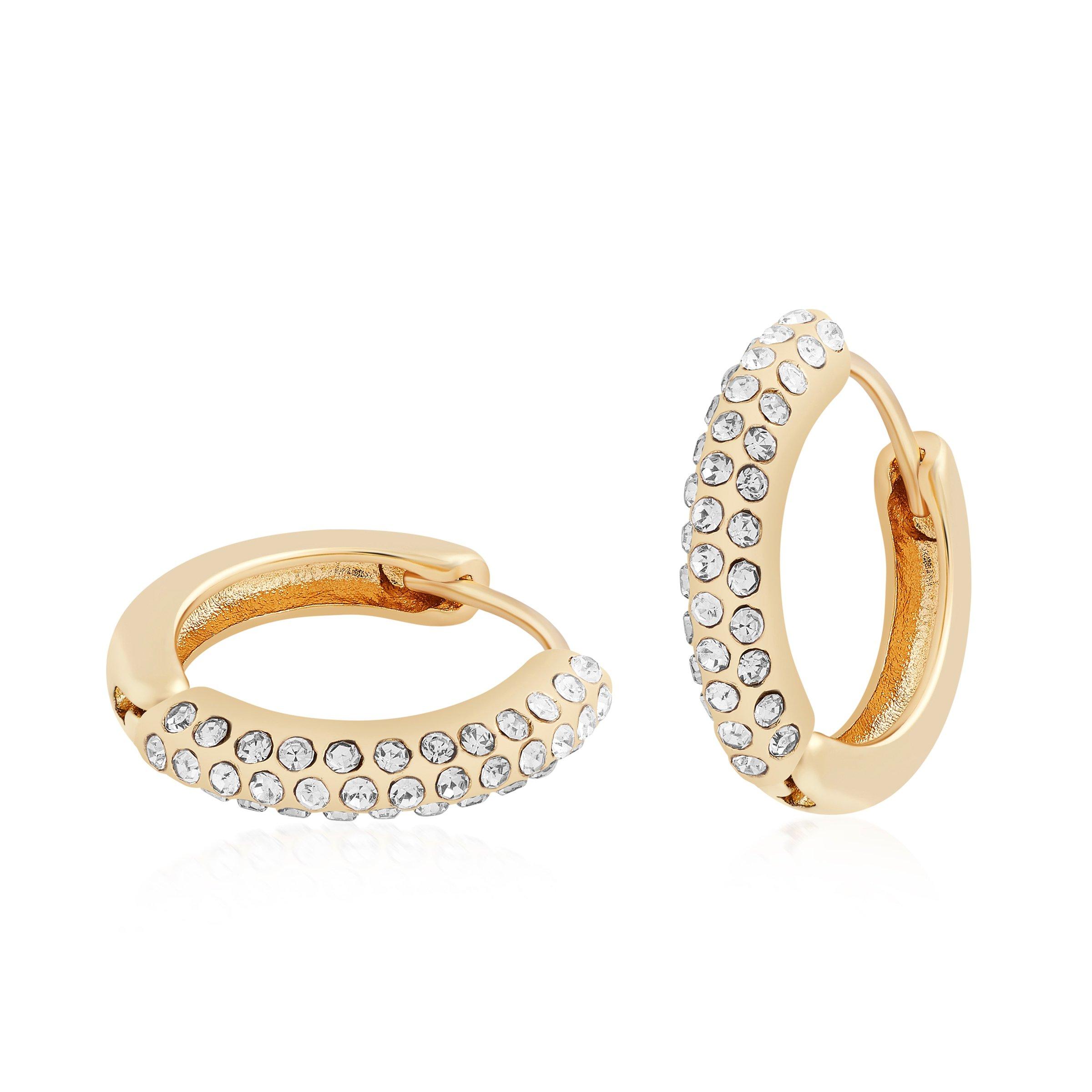 Gold Plated Crystal Huggie Earrings (3159643) | Sparkle