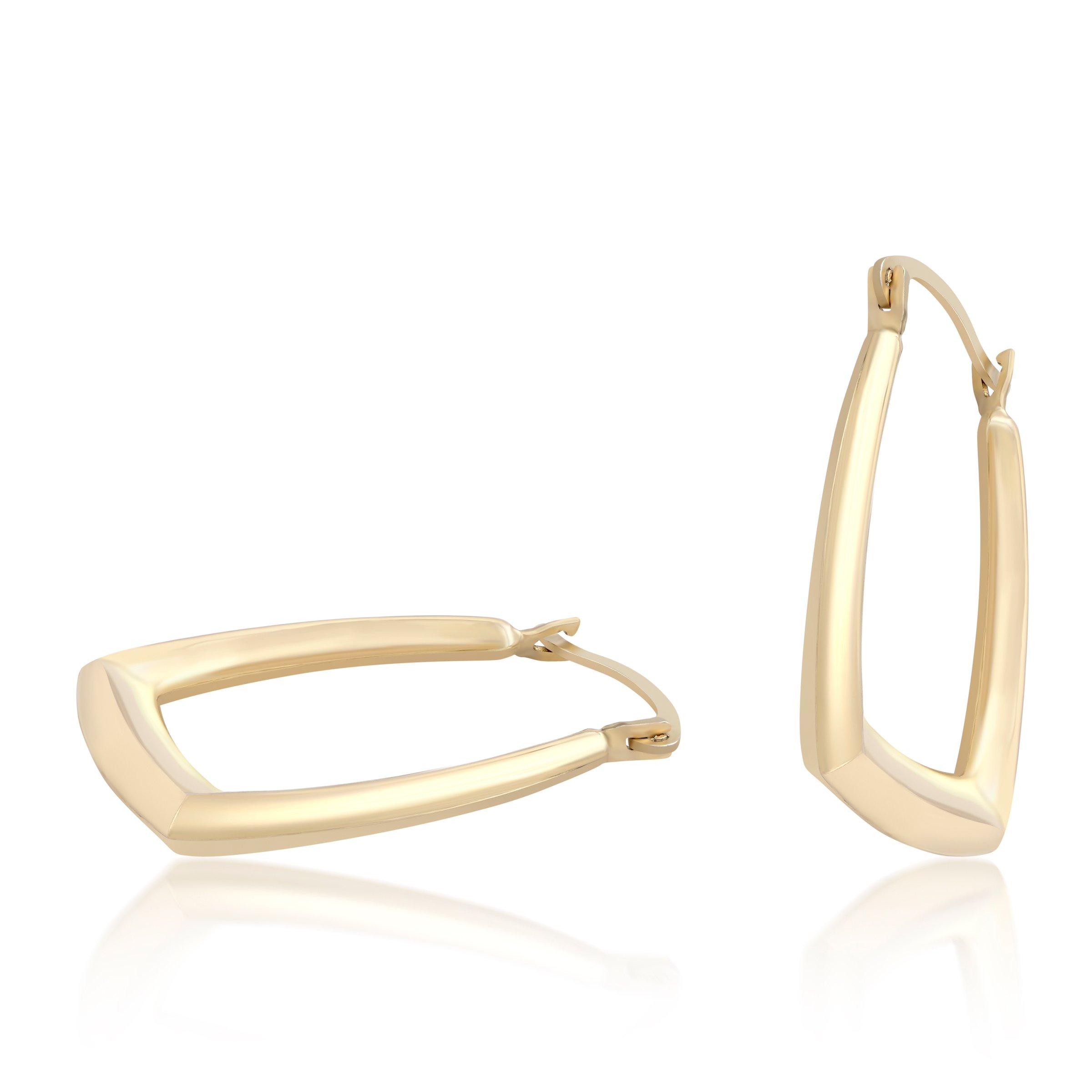 Bonded Gold Midi Square Creole Earrings (3159956) | Bonded Gold