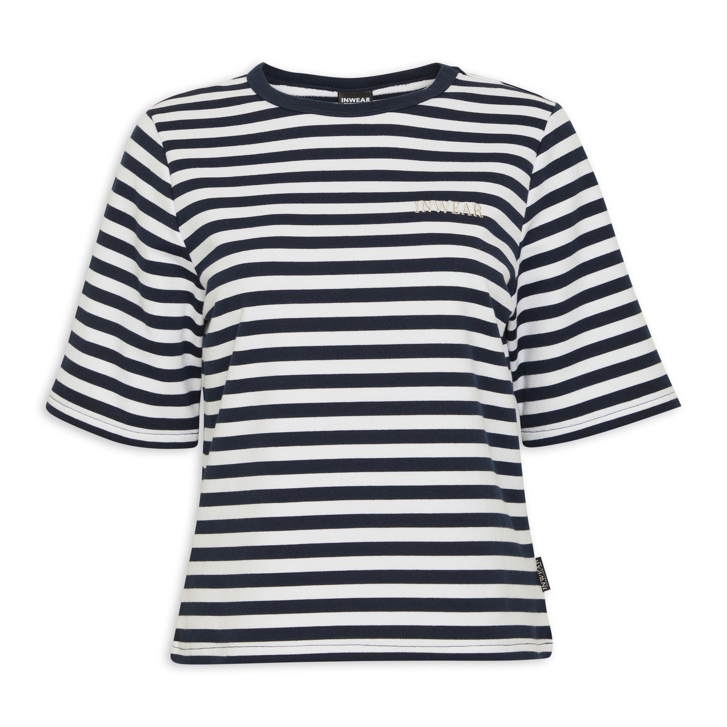 Navy and White Striped T-shirt (3160135) | Inwear