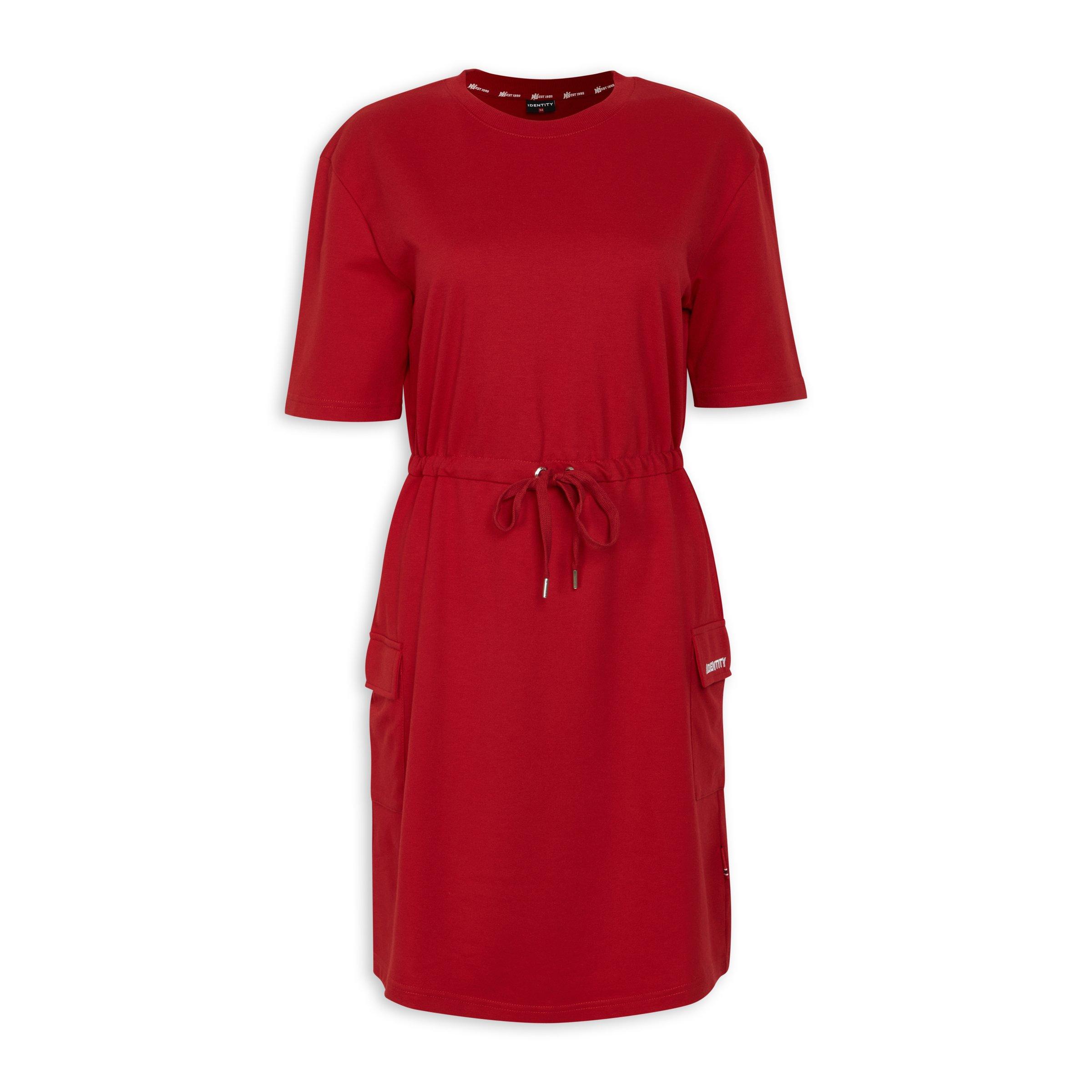 Red Utility Dress With Drawstrings (3160240) | Identity