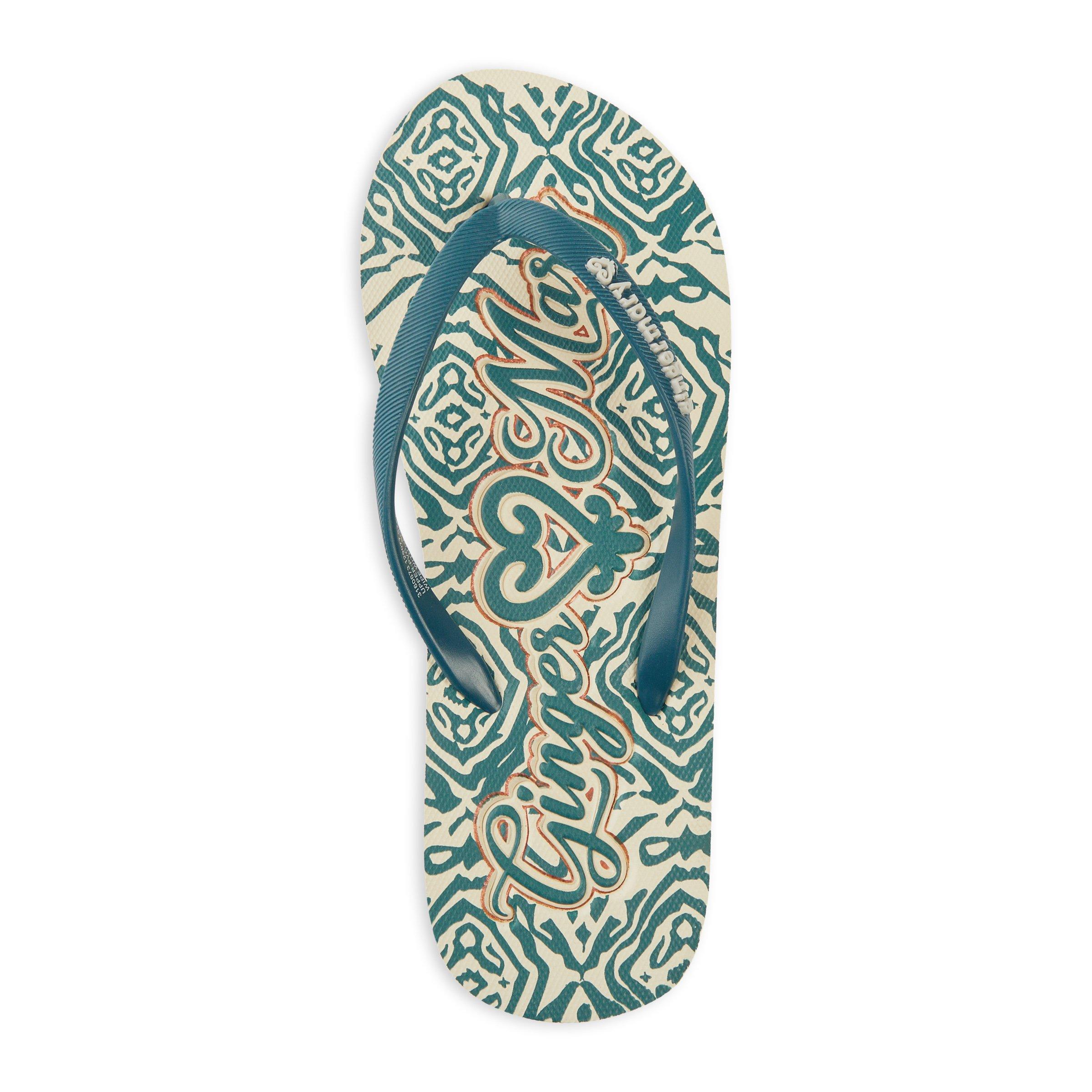 Green Geo Print Flip Flops (3160673) | Ginger Mary