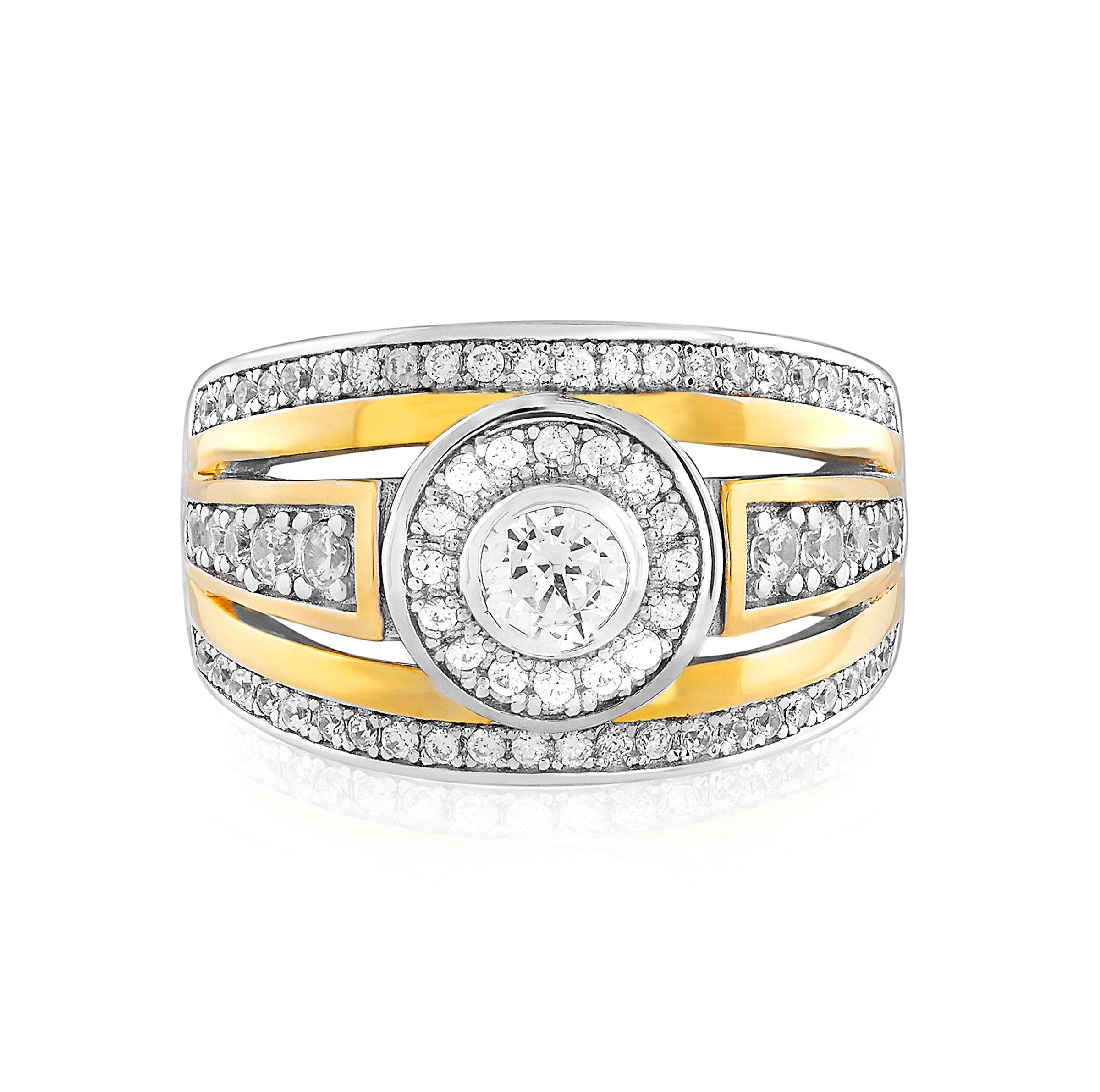 Sterling Silver Broad Two Tone Ring (3161015) | Sterling Silver