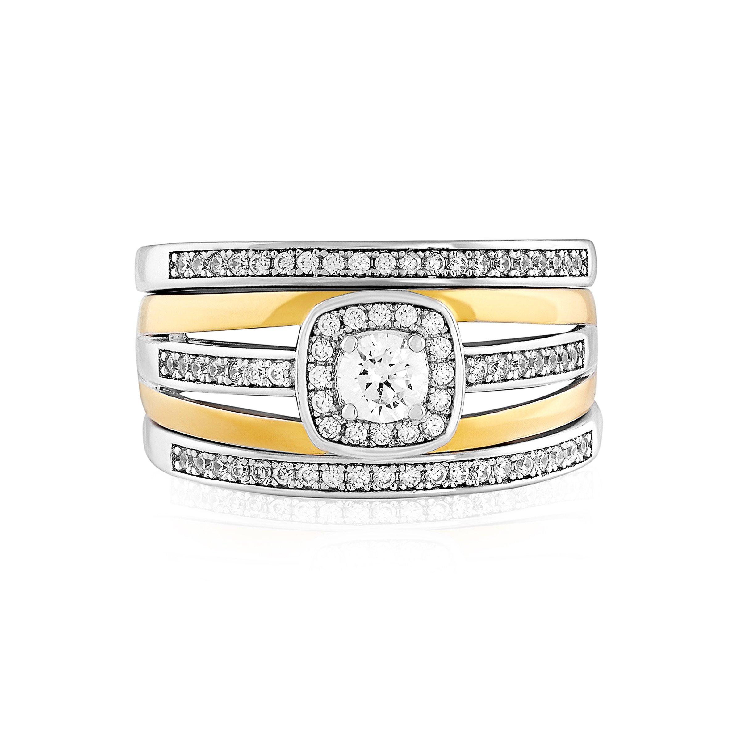 Sterling Silver Two Tone Tripset Ring (3161017) | Sterling Silver