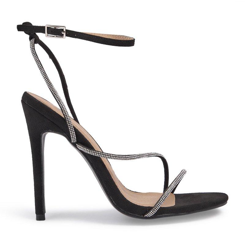 Black Suede Strappy Stiletto Sandal (3168087) | No Doubt