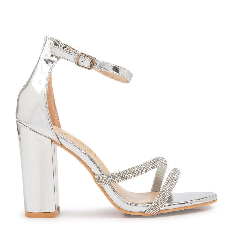 Silver Block Heel Sandal (3169837) | Slay Queen