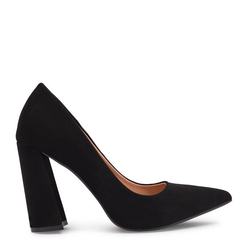 Black Nylon Block Heel Court Shoe (3171240) | Chic