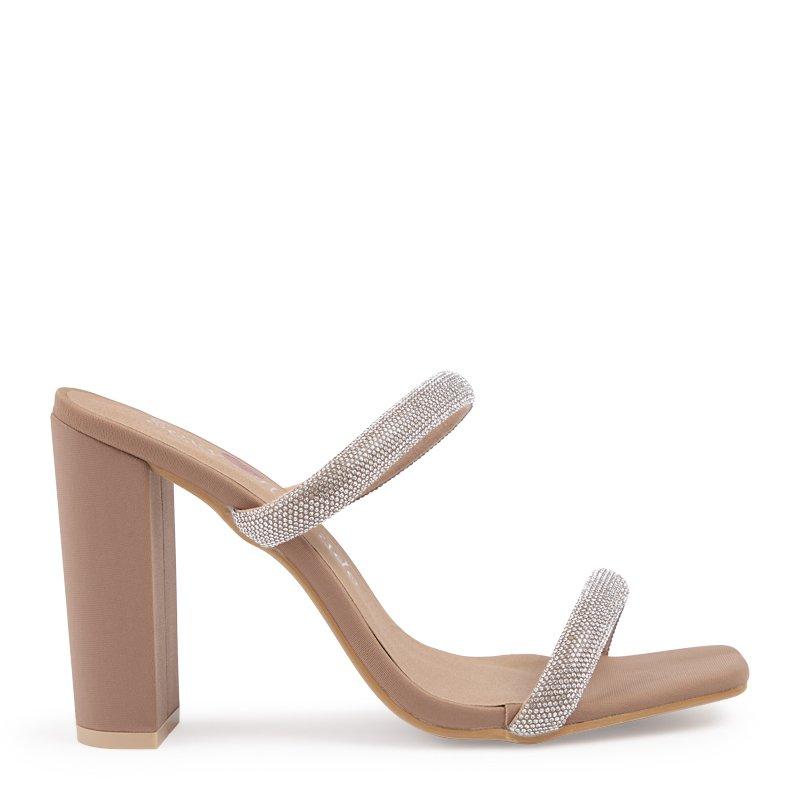 Mocha Lycra Diamante Sandal (3171420) | Sexy with Attitude