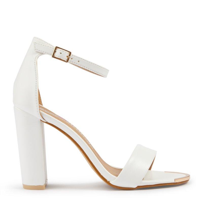 White Pu With Gold Clip Sandal (3171744) | Sexy with Attitude