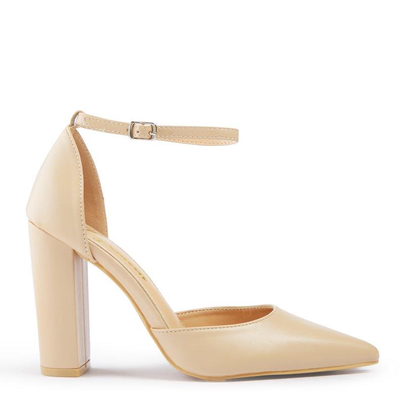 Nude Pu Block Heel With Ankle Strap (3173327) | Slay Queen