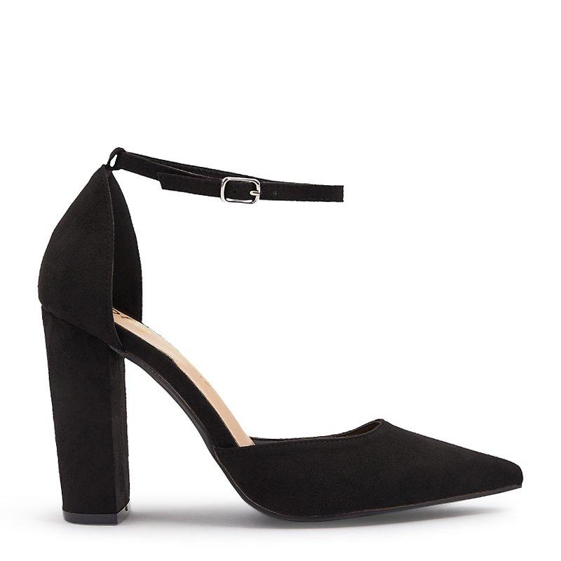Black Suede Ankle Strap Block Heel (3173329) | Slay Queen