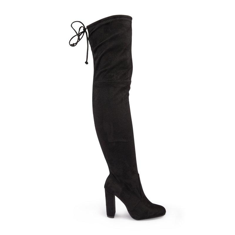 Black Suede Thigh High Boot (3173532) | Afroka