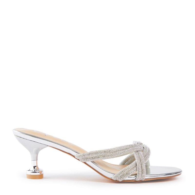 Silver Shiny Small Heel Slip On (3173850) | Chic