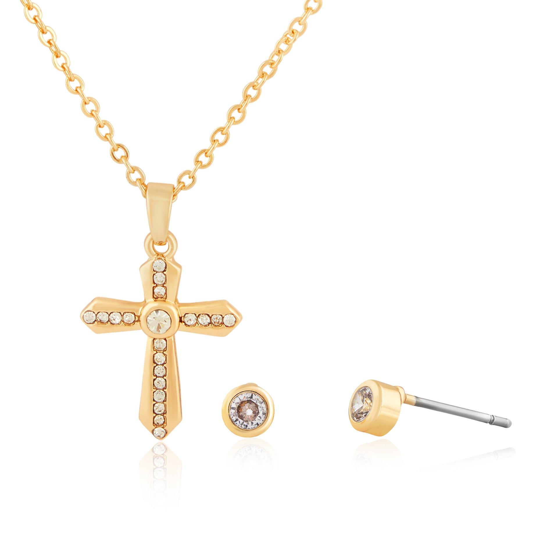 Gold Colour Plated Cross Set (3176448) | Sparkle