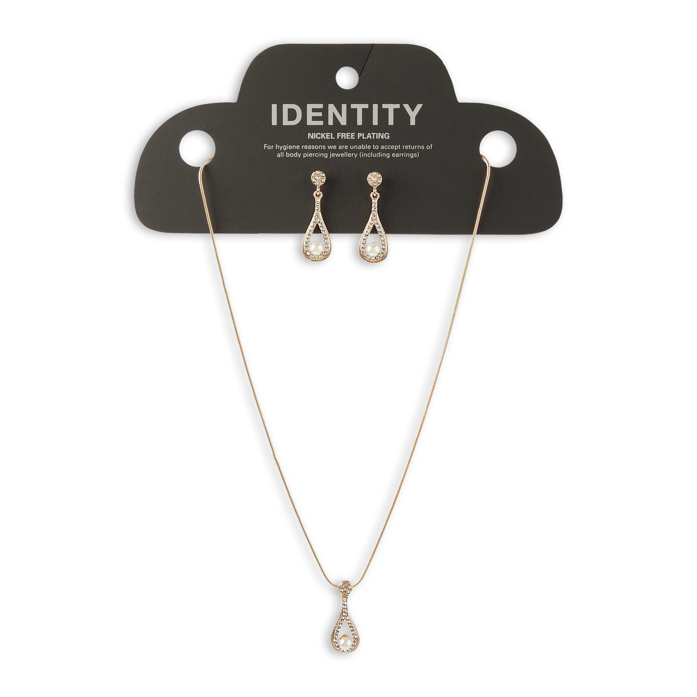 Gold Tone Necklace and Earrings Set (3176647) | Identity