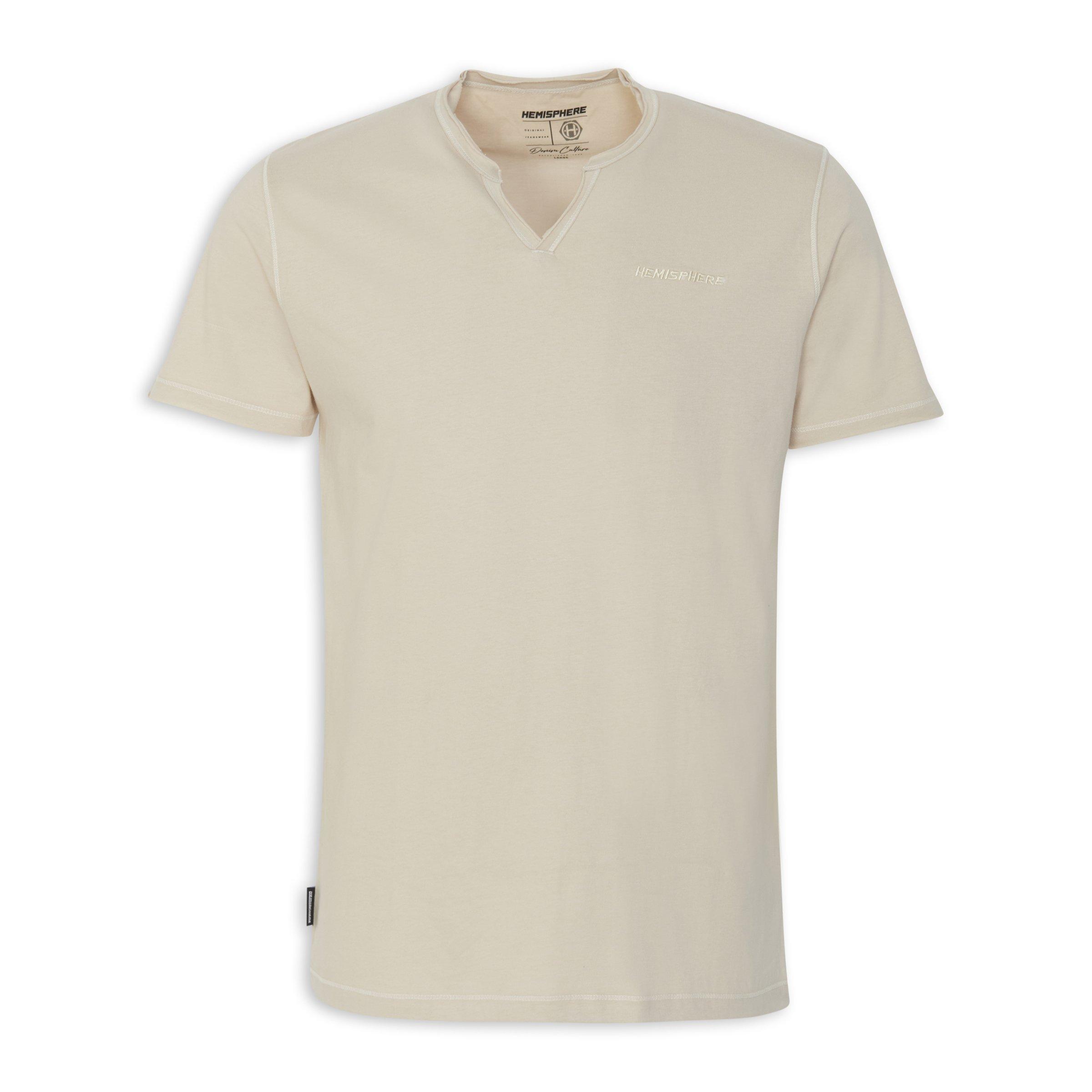 Beige Notch Neck T-shirt (3176683) | Hemisphere