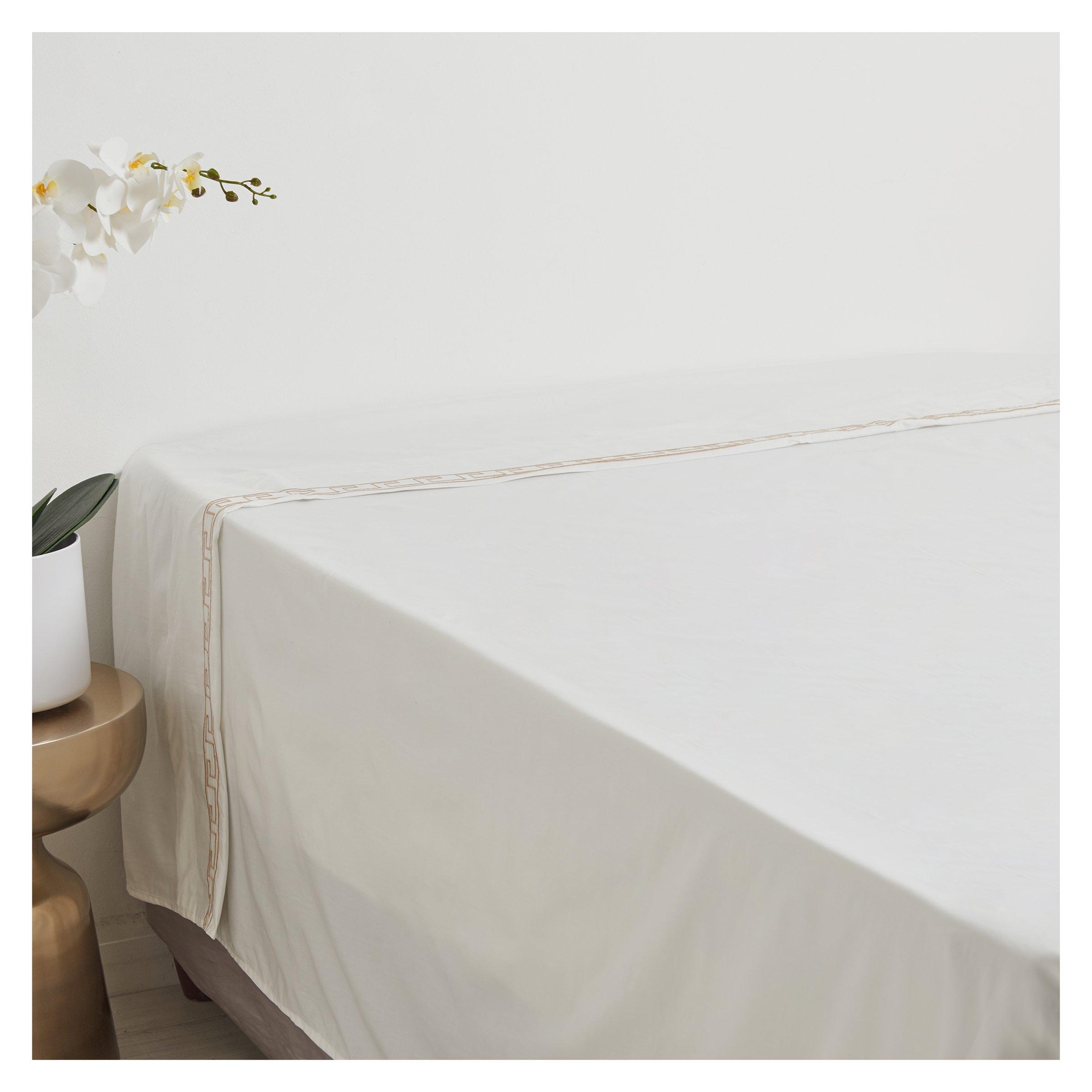 200TC Gold Embroidered Flat Sheet (3176740) | Loads of Living