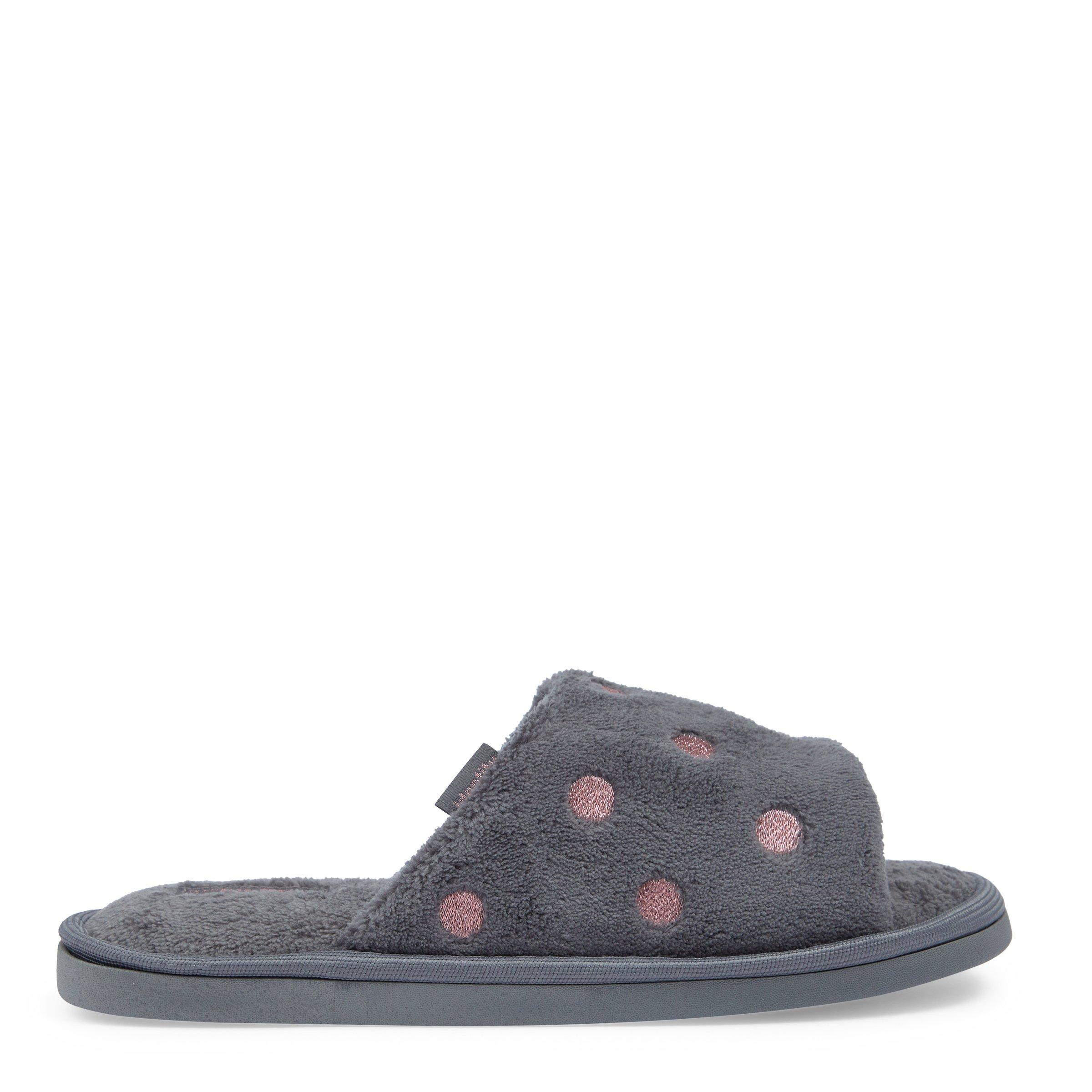 Grey Plush Open Toe Slippers (3177282) | Identity