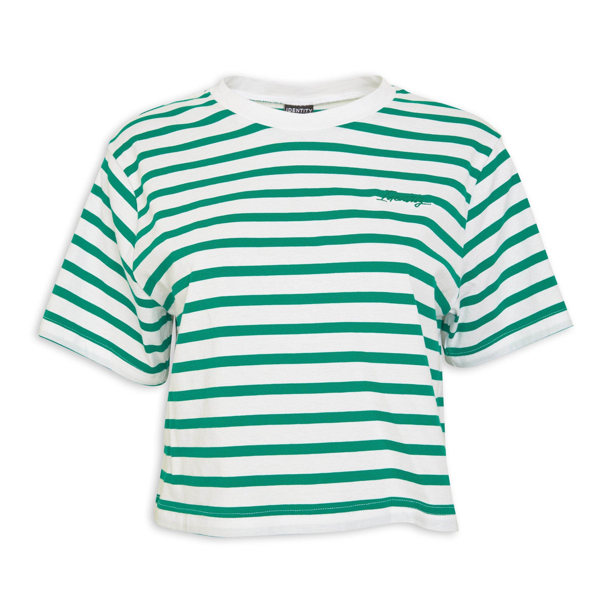 Green and White Striped T-shirt (3177517) | Identity