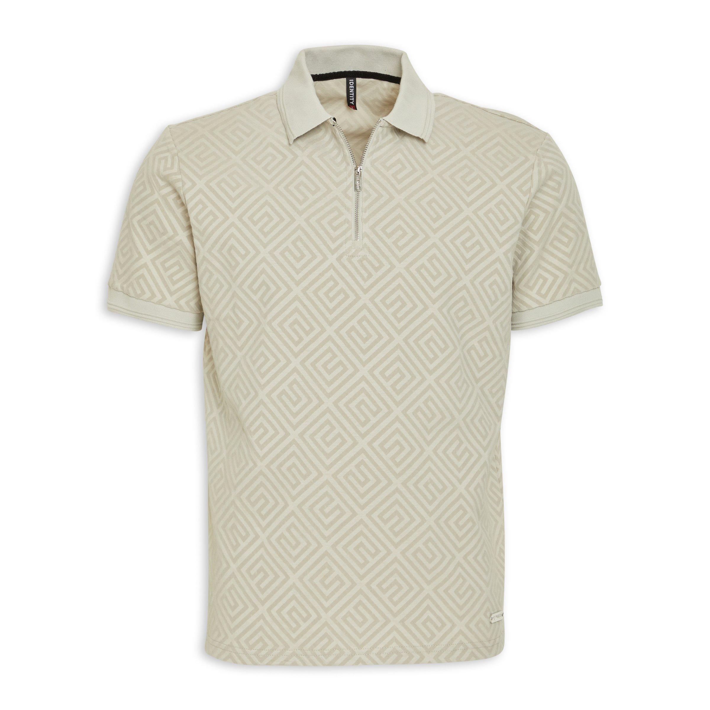 Beige Geo Print Golf T-shirt (3177602) | Identity