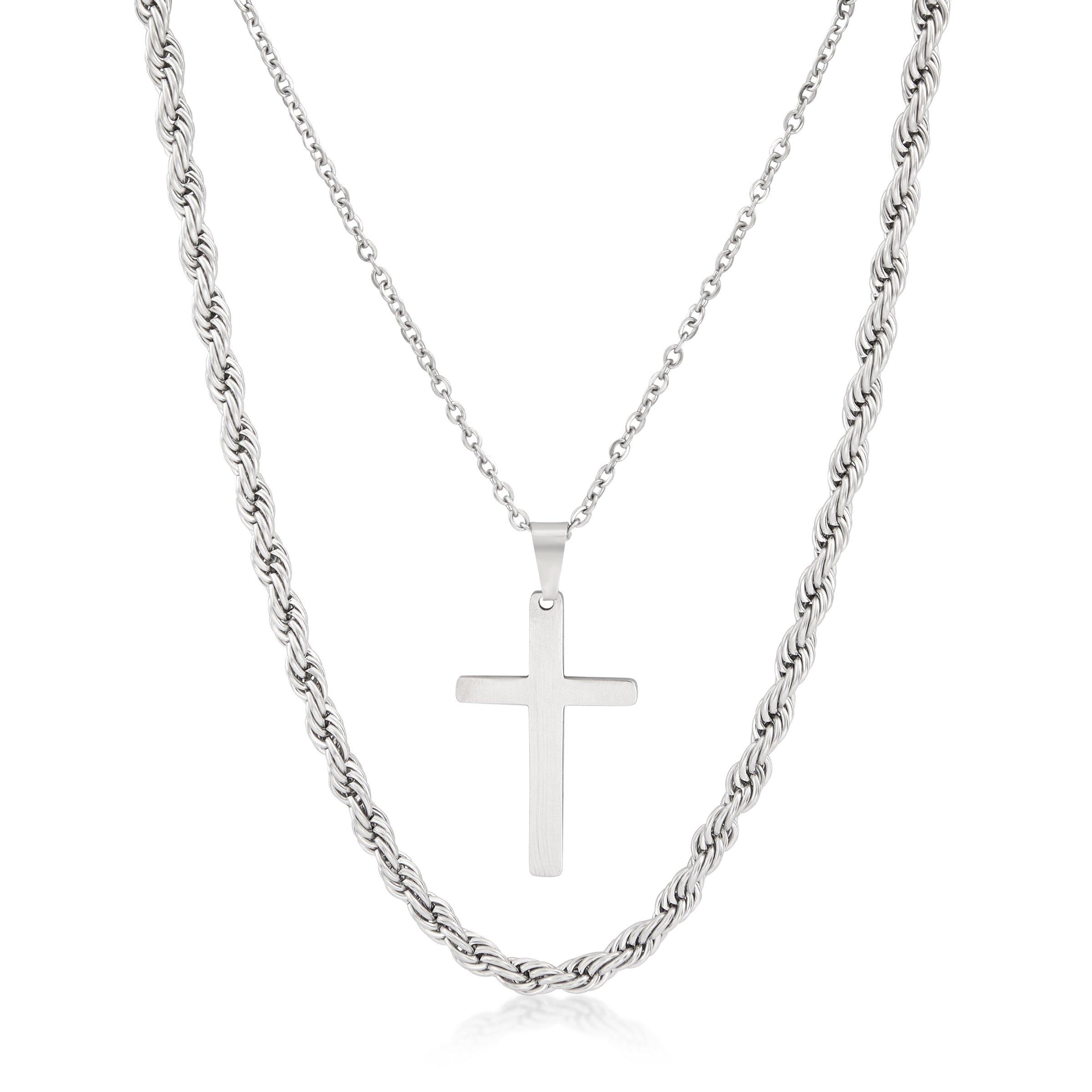 Rope Chain and Prayer Cross Set (3177720) | Stainless Steel