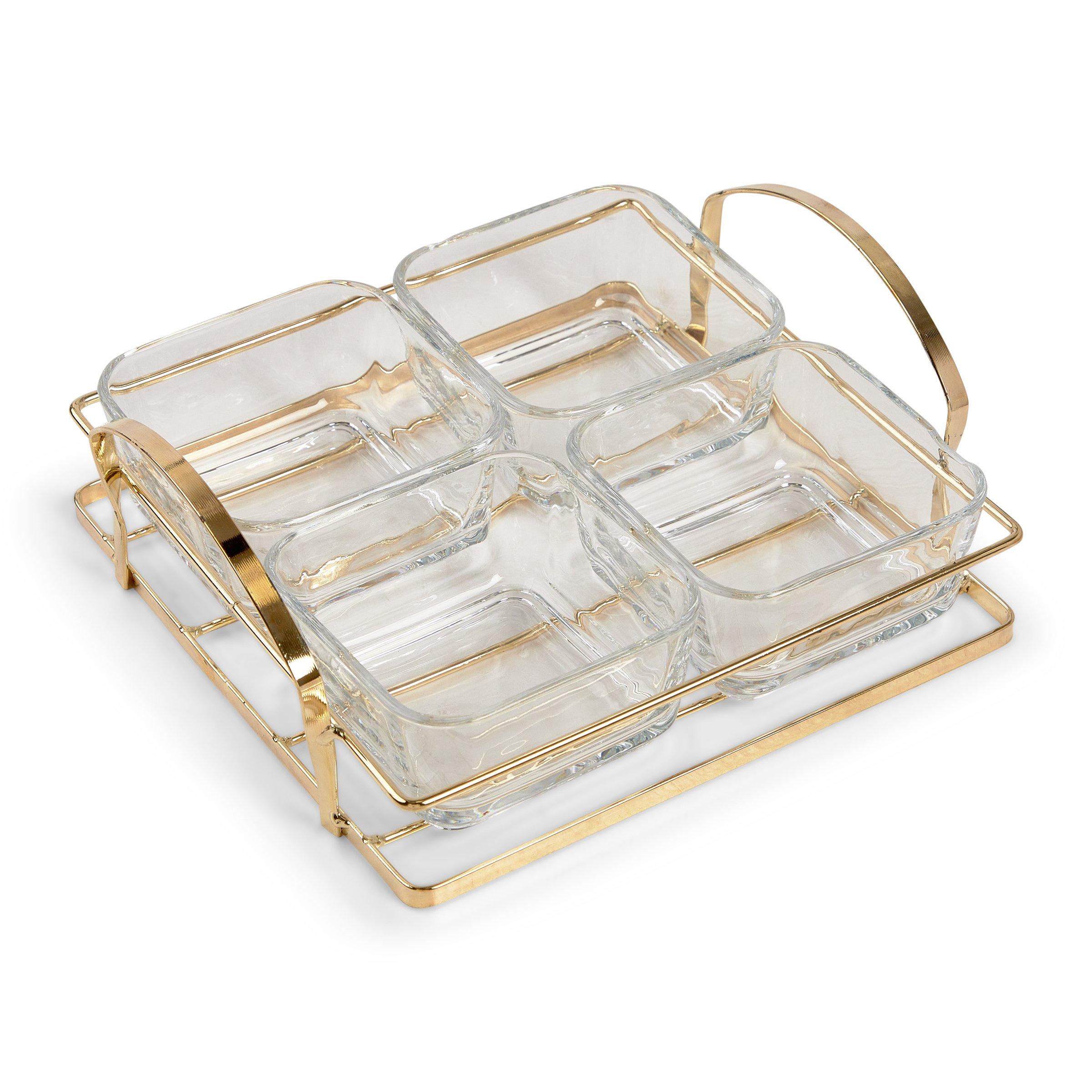 Gold Tray with Glass Bowls (3177888) | Loads of Living