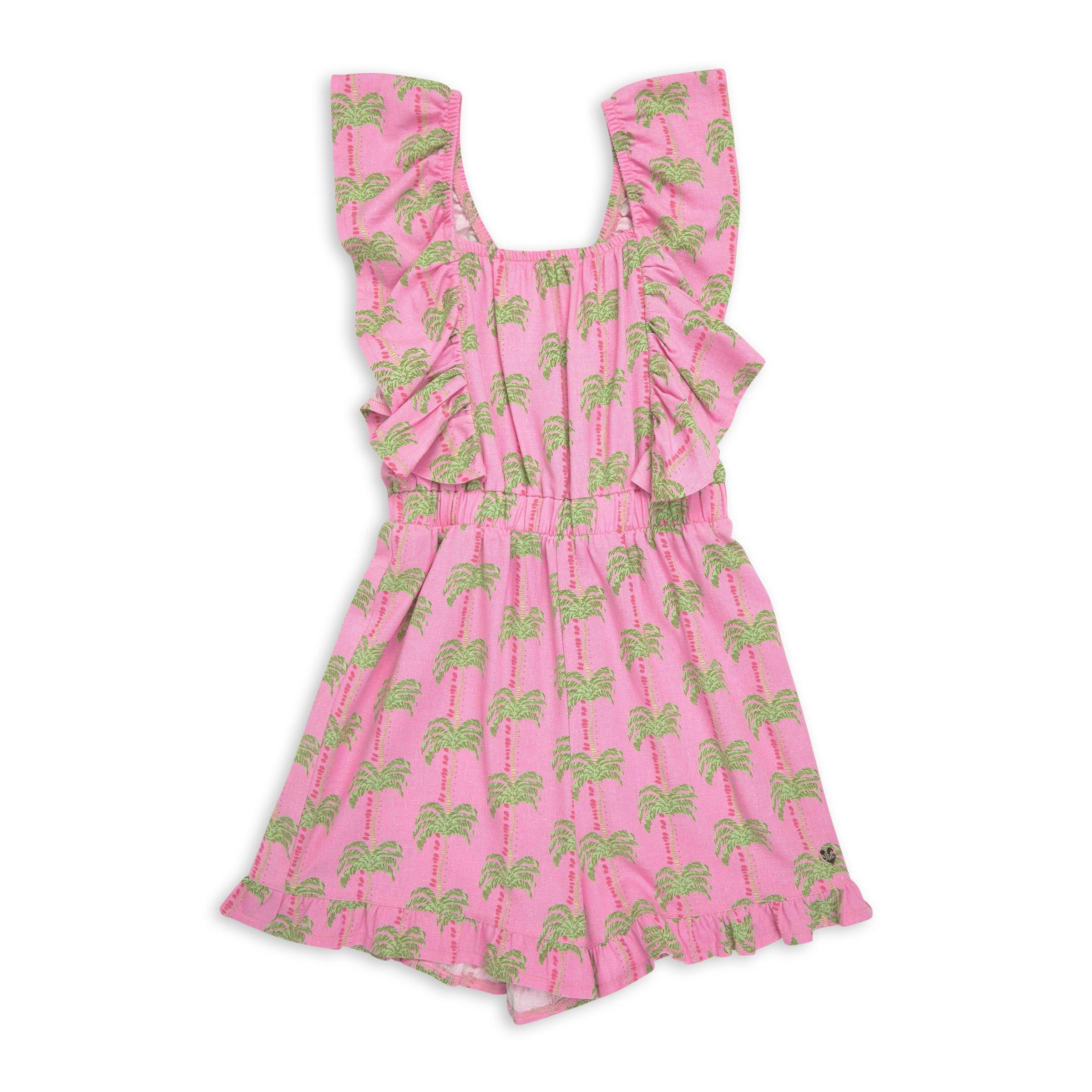 Girls Pink Palm Tree Print Shortall (3179469) | LTD Kids