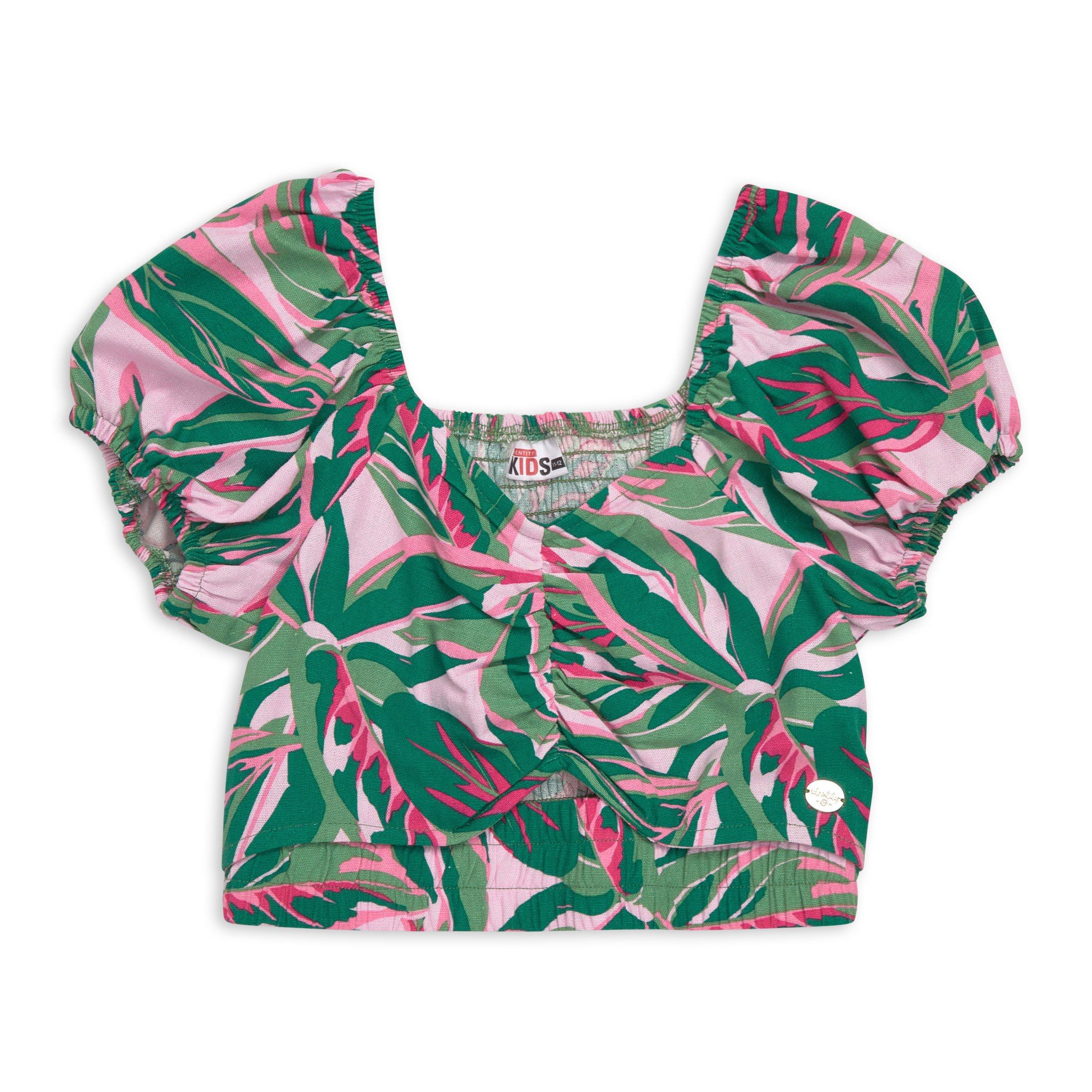 Girls Pink Tropical Print Top (3179551) | Identity