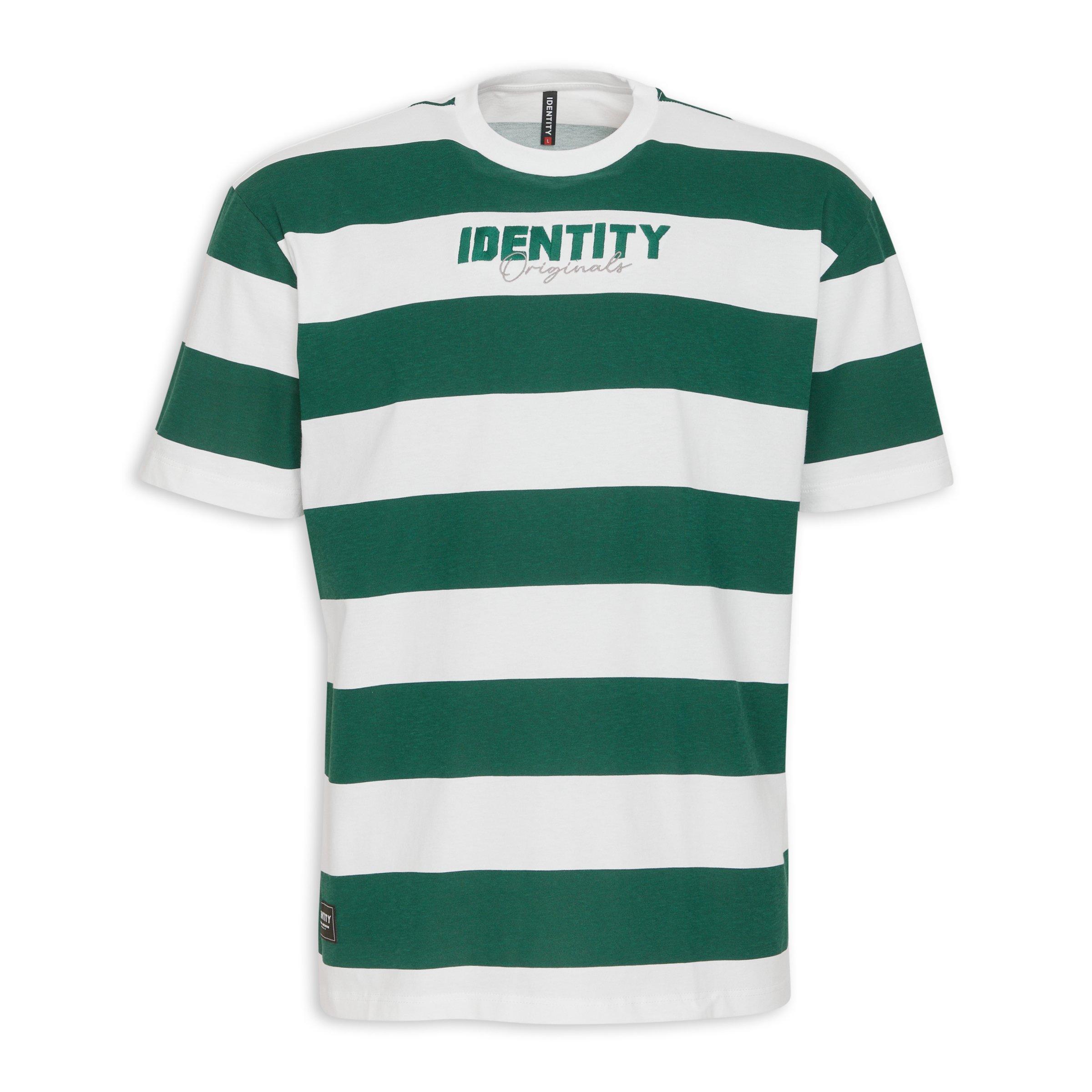 Green and White Striped T-shirt (3179819) | Identity
