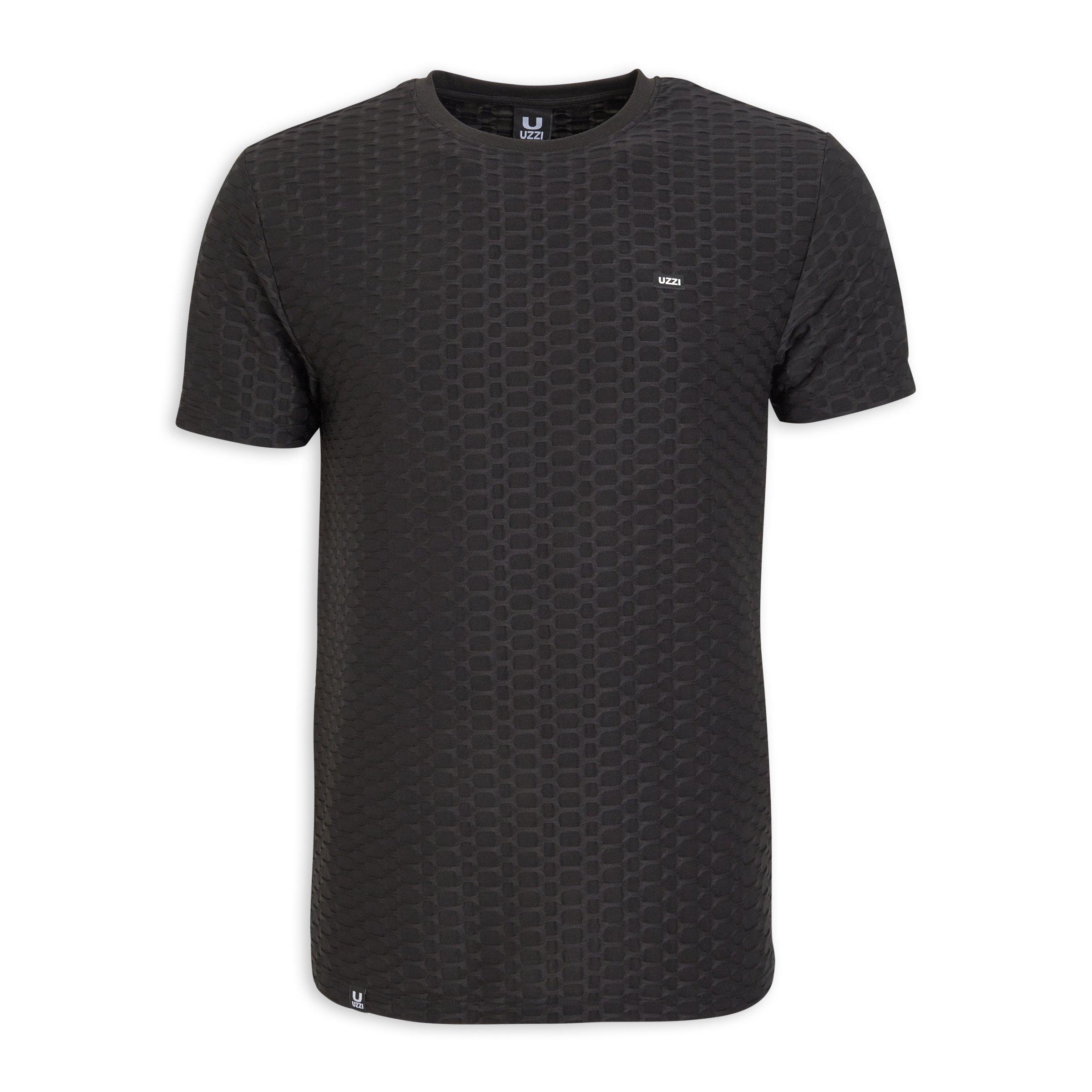 Black Textured T-shirt (3179966) | UZZI