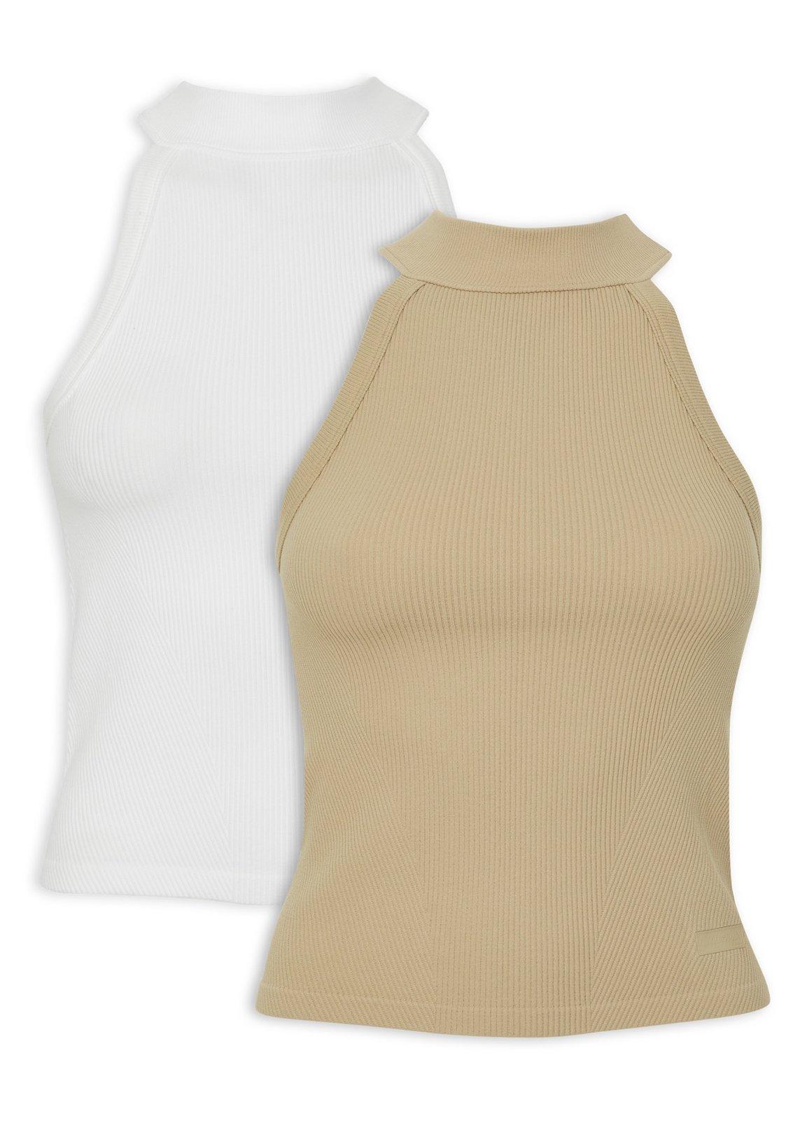 2-pack White and Beige Halterneck Tops (3179974) | Ginger Mary