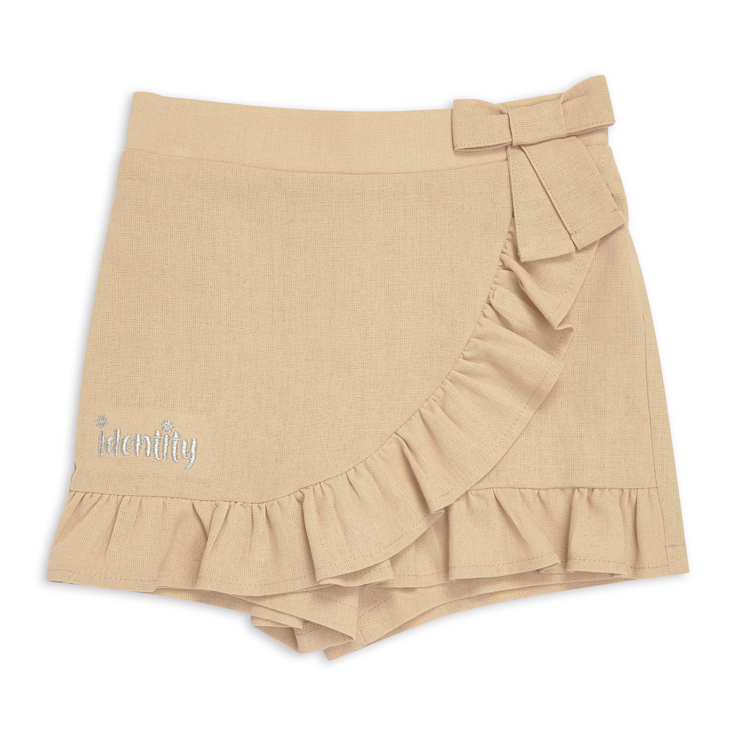 Girls Beige Linen Skort With Frills (3180106) | Identity