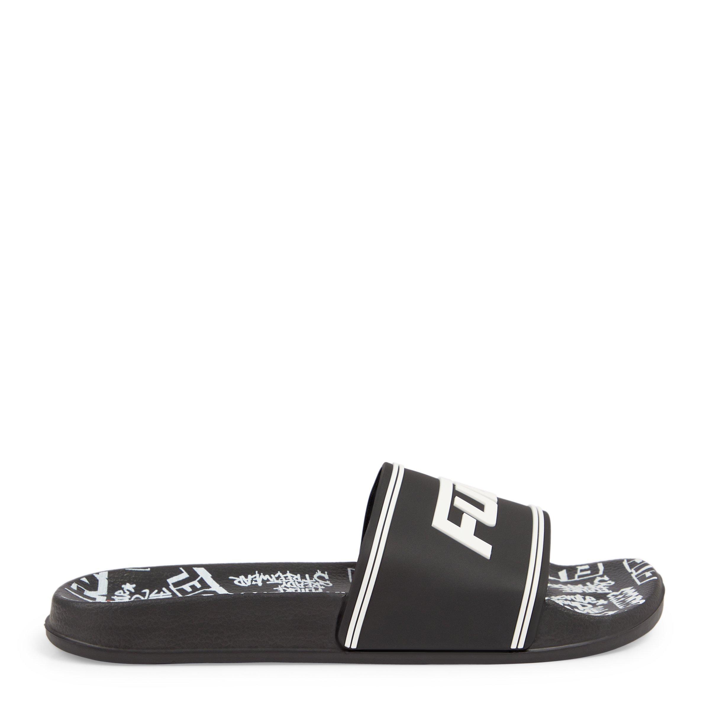 Black Graffiti Print Pool Slides (3180196) | Fuel