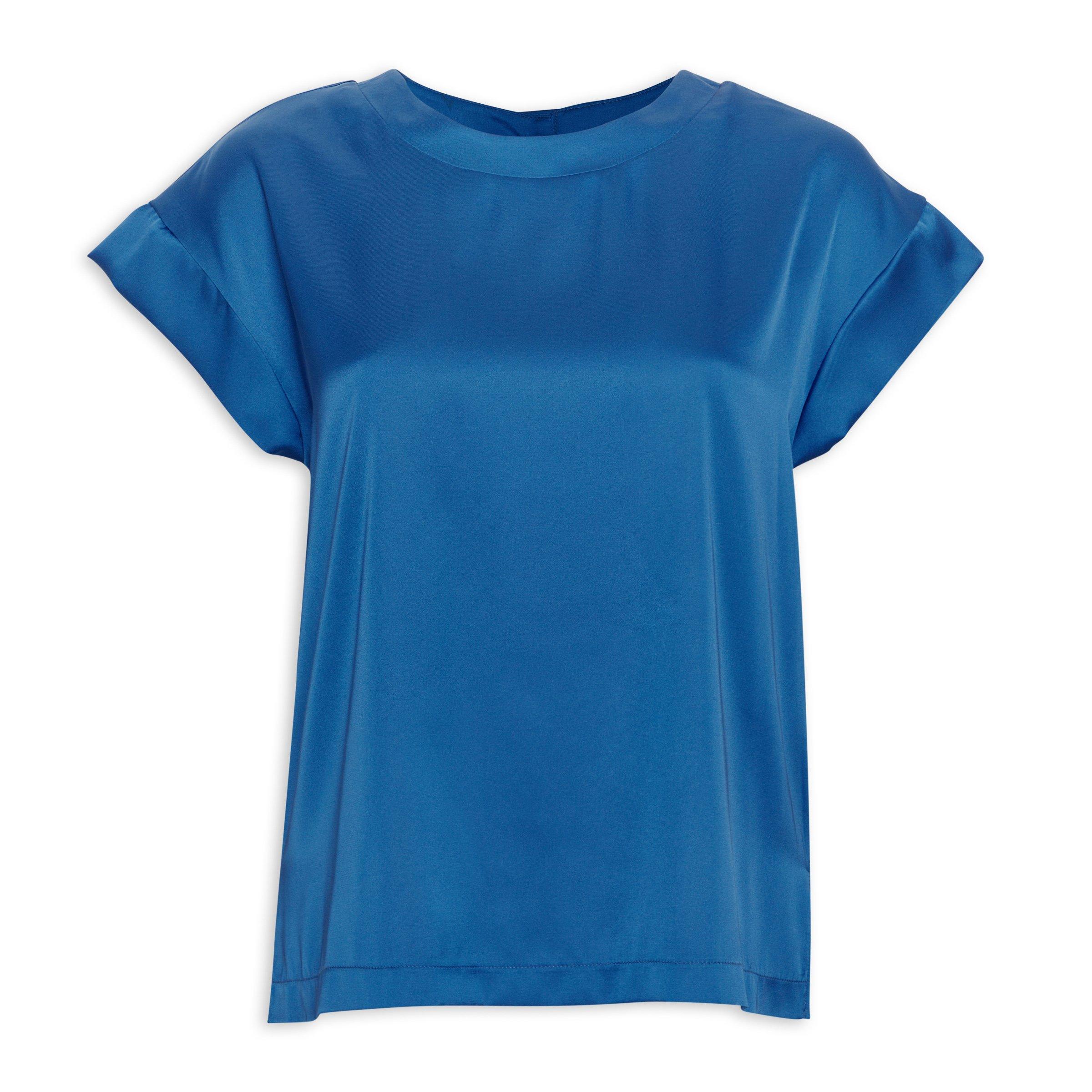 Blue Shell Top With Button Detail (3180425) | Truworths
