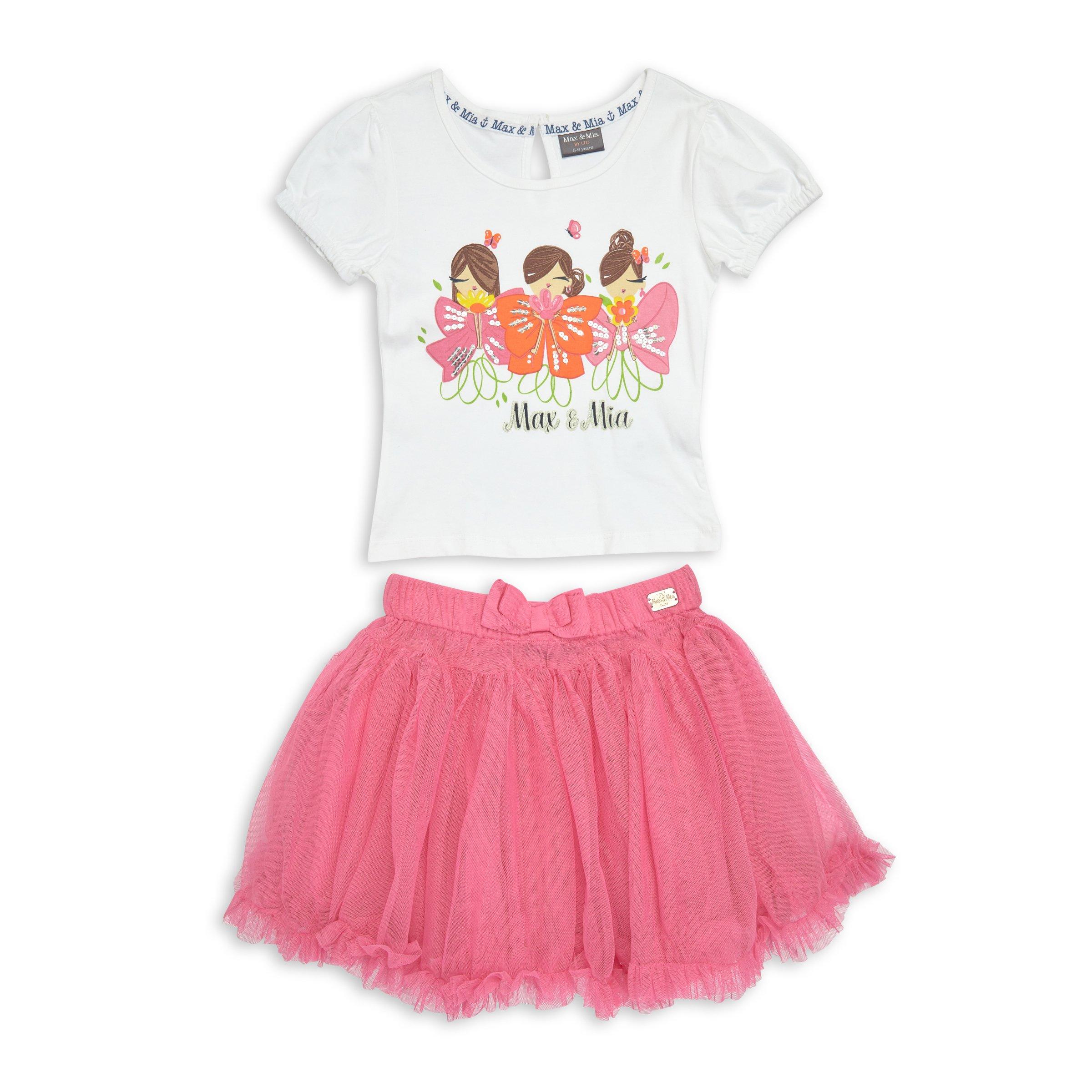 Kid Girls T-shirt and Mesh Skirt Set (3180463) | Max & Mia