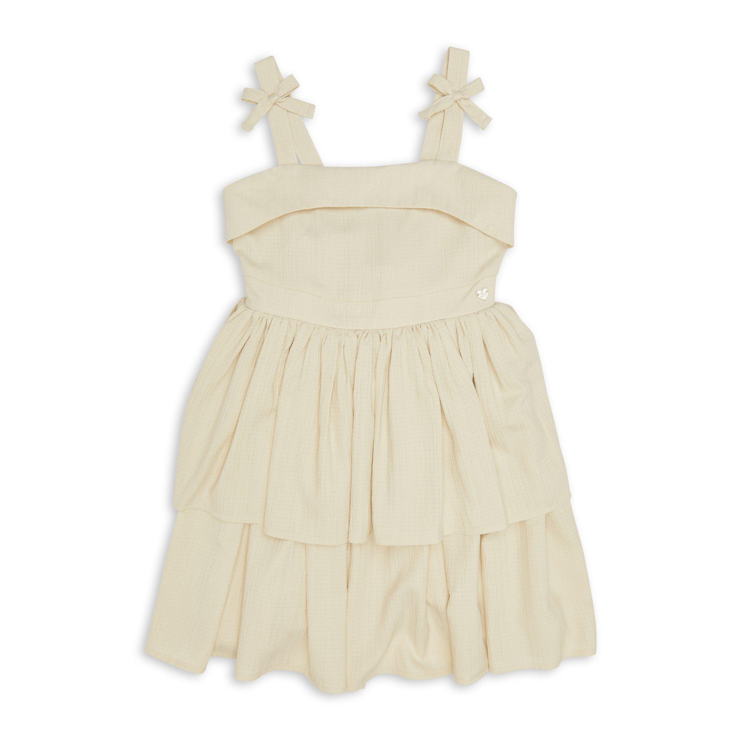 Girls Beige Fit and Flare Dress (3180607) | LTD Kids