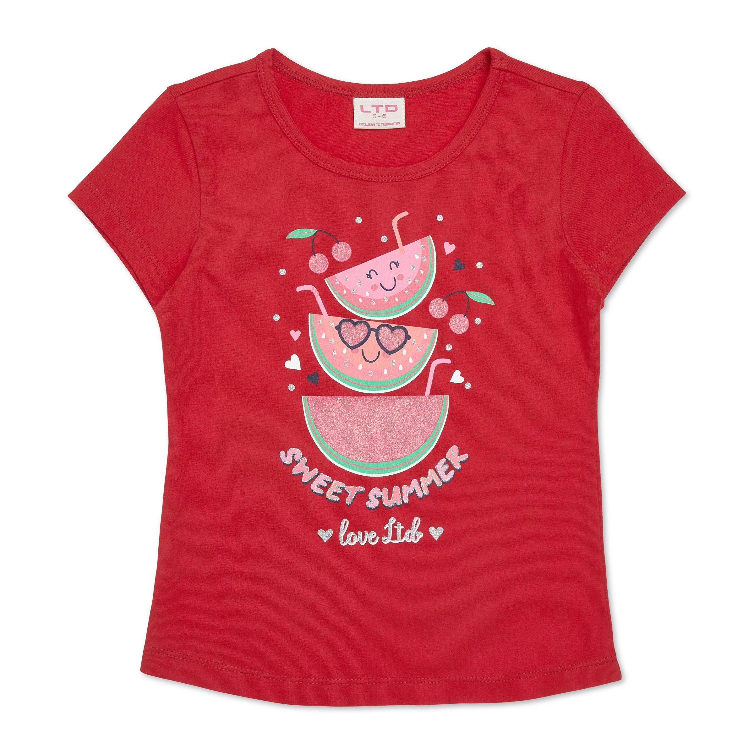 Kid Girls Red Graphic T-shirt (3181419) | LTD Kids