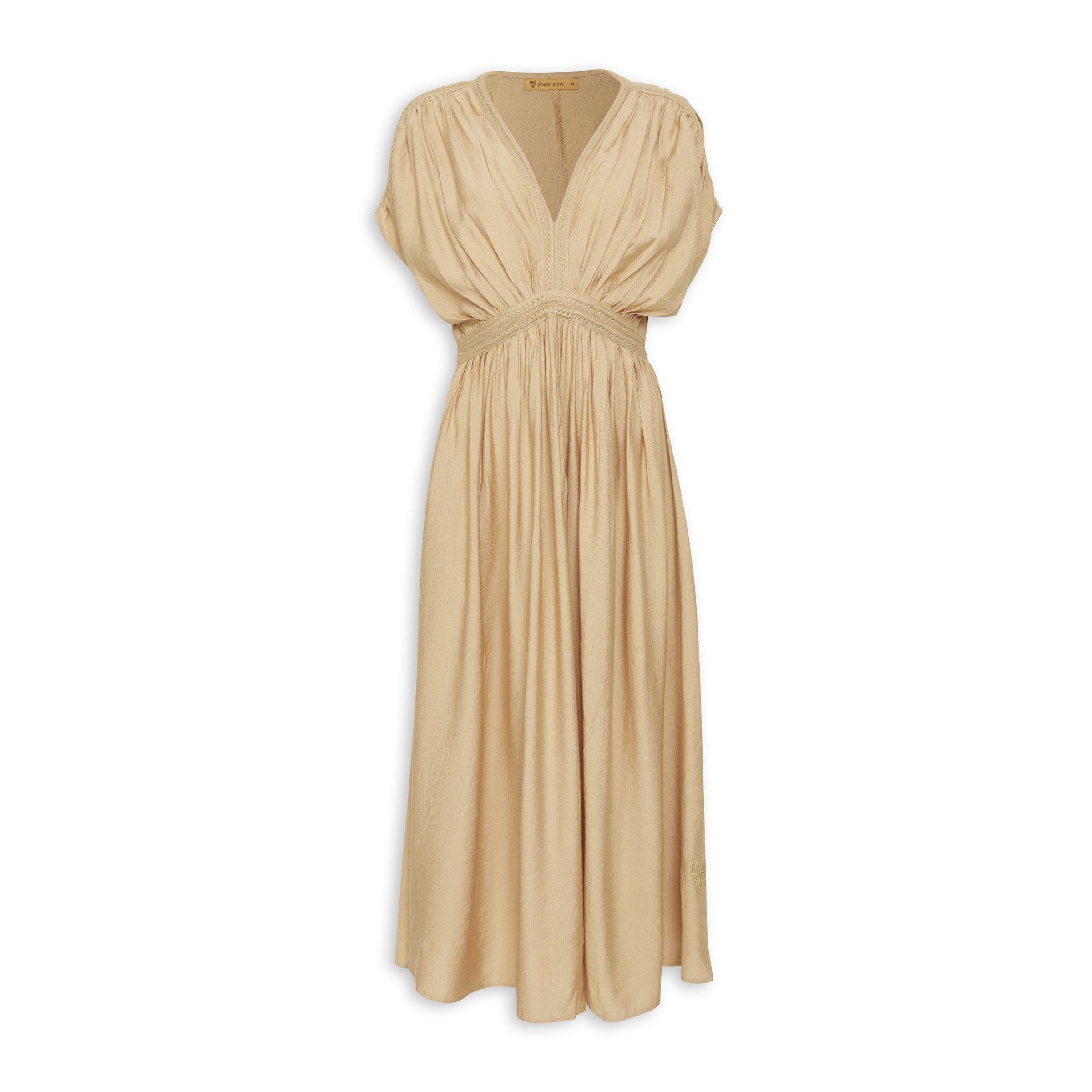 Beige A-line Dress with Rope Detail (3181954) | Ginger Mary