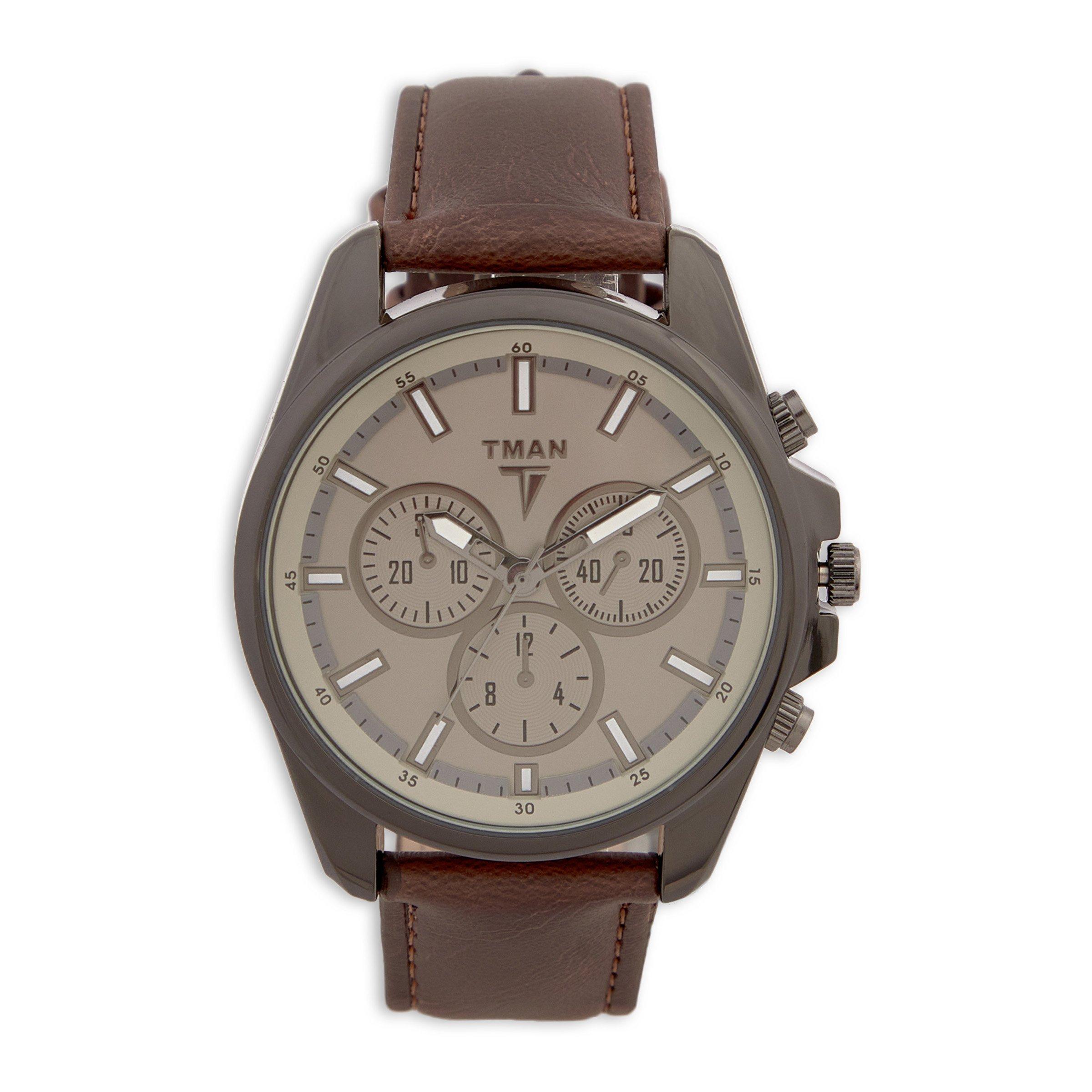 Brown PU Taupe Dial Watch (3182097) | Truworths