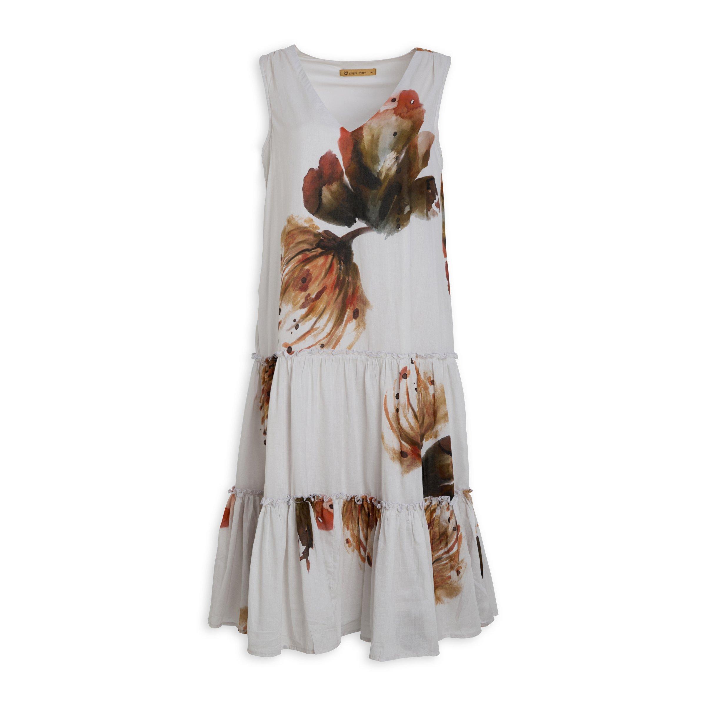 White Floral Print Tiered Dress (3182250) | Ginger Mary