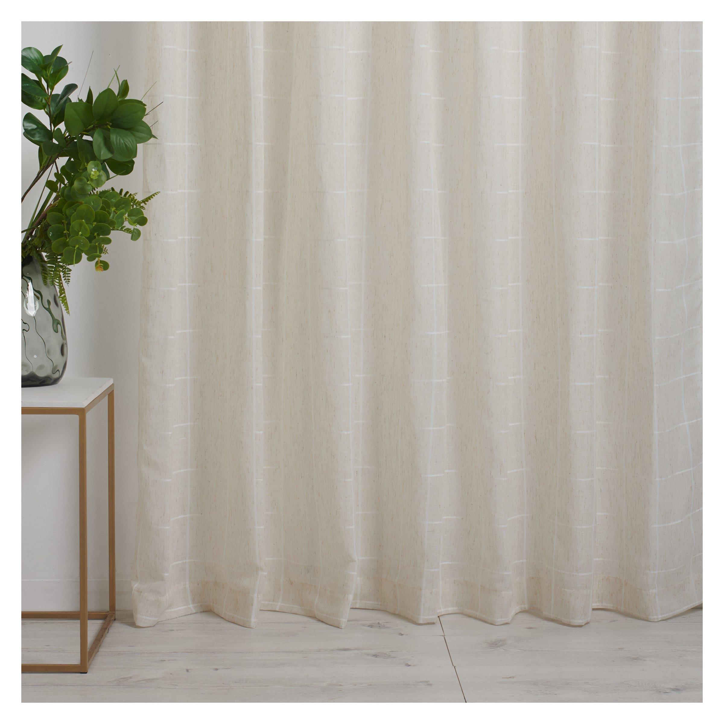 Natural Check Sheer Eyelet Curtains (3182430) | Loads of Living