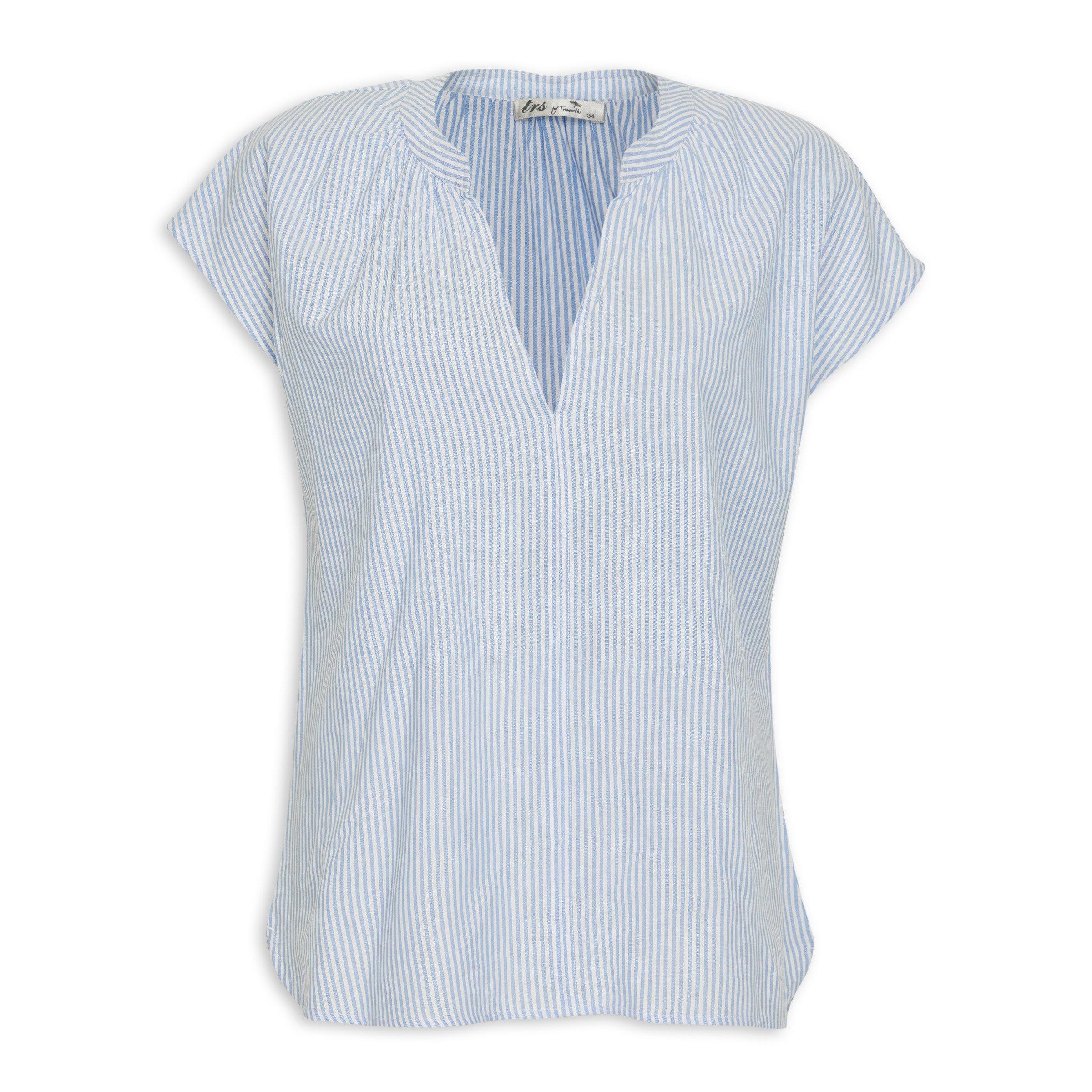 Blue and White Striped Blouse (3182544) | TRS